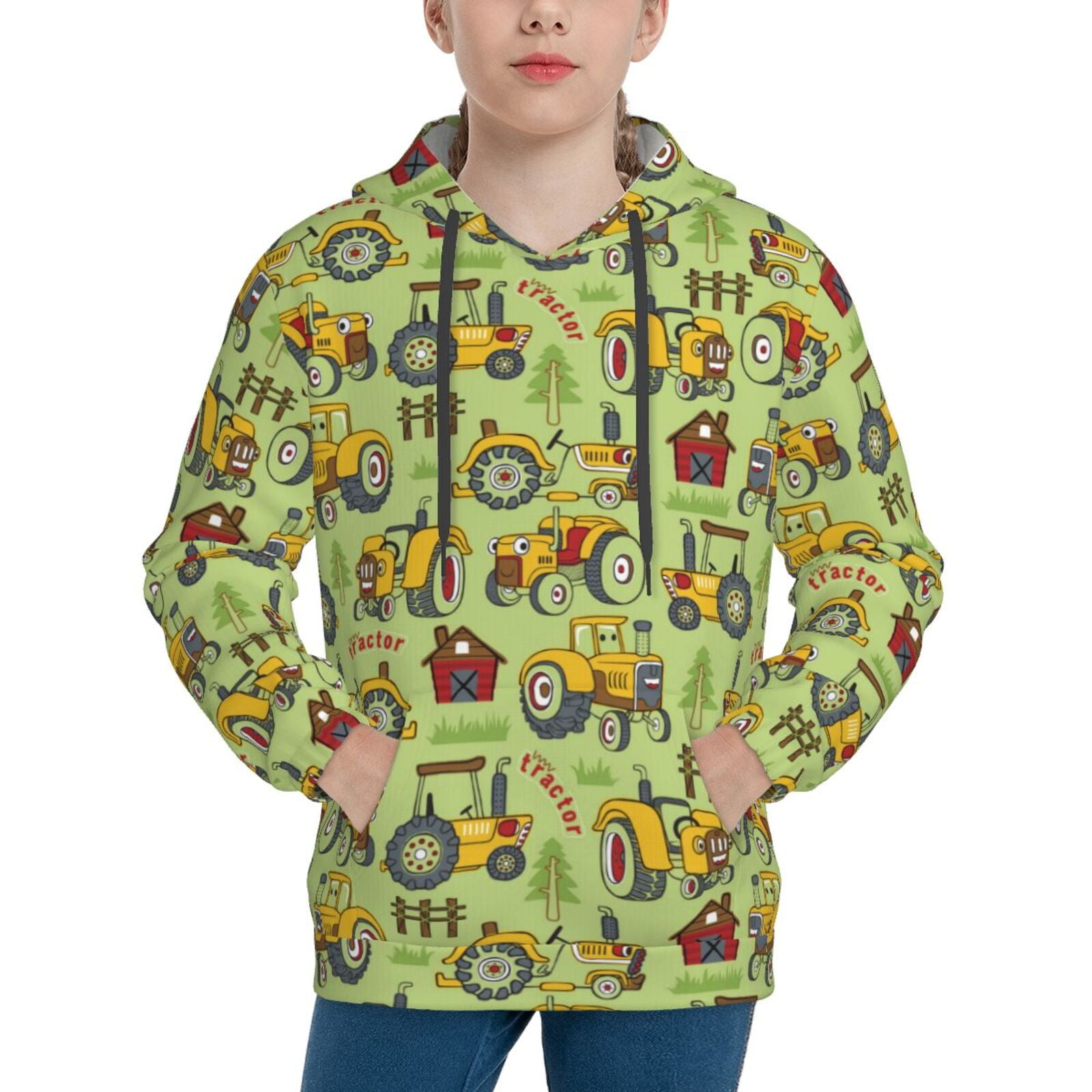Easygdp Cute Tractor Boys Hoodie Kids Sweatshirt Youth Pullover With ...