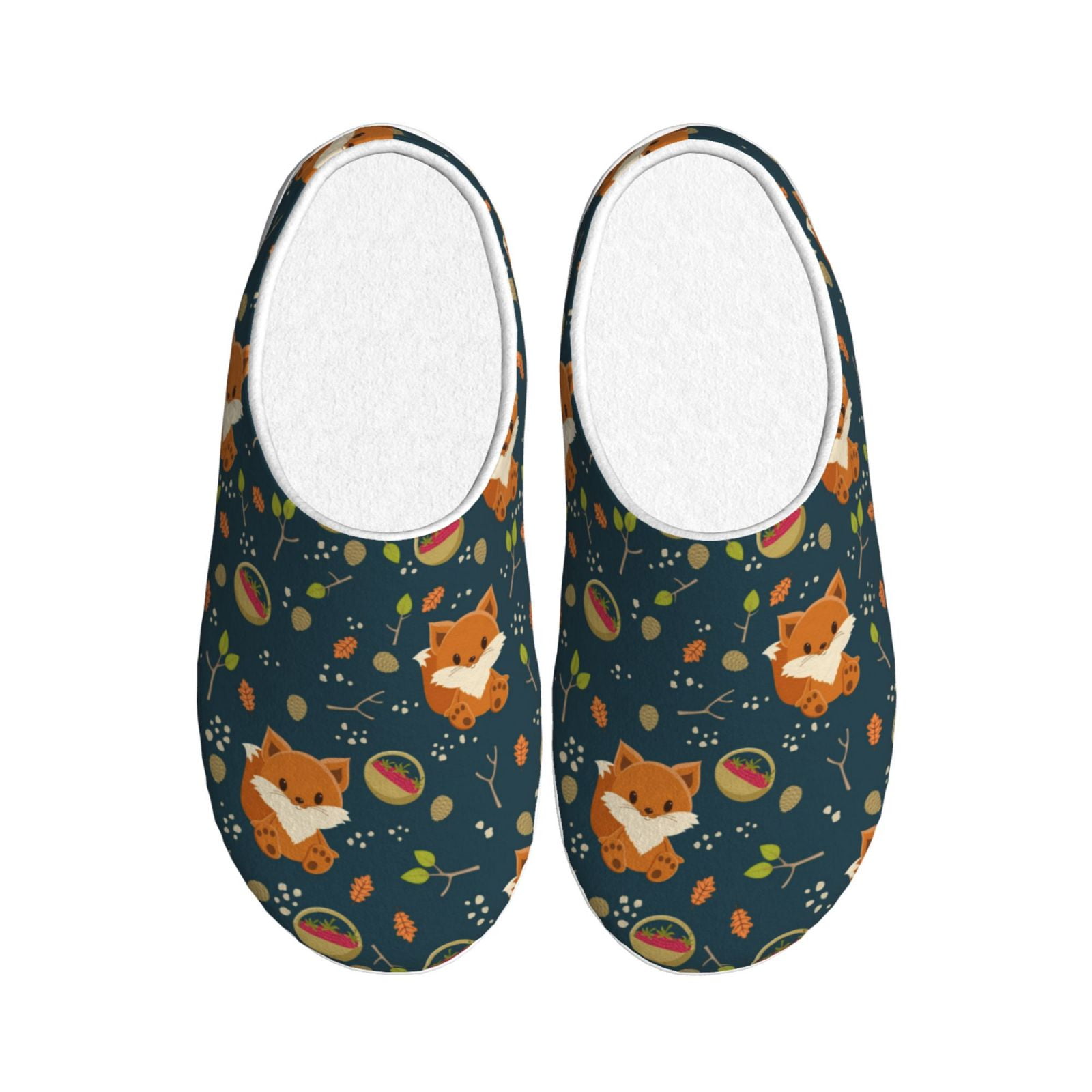 Easygdp Cute plant fox Slippers for Women Mens Winter Warm Home ...