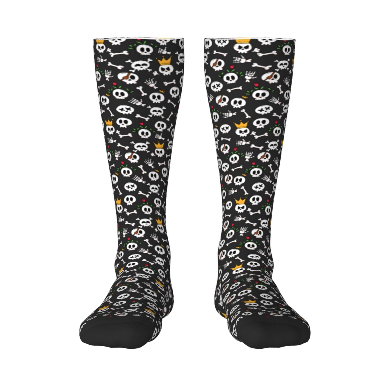 Easygdp Cute skull Sport Knee High Socks Soccer Socks Calf Compression ...