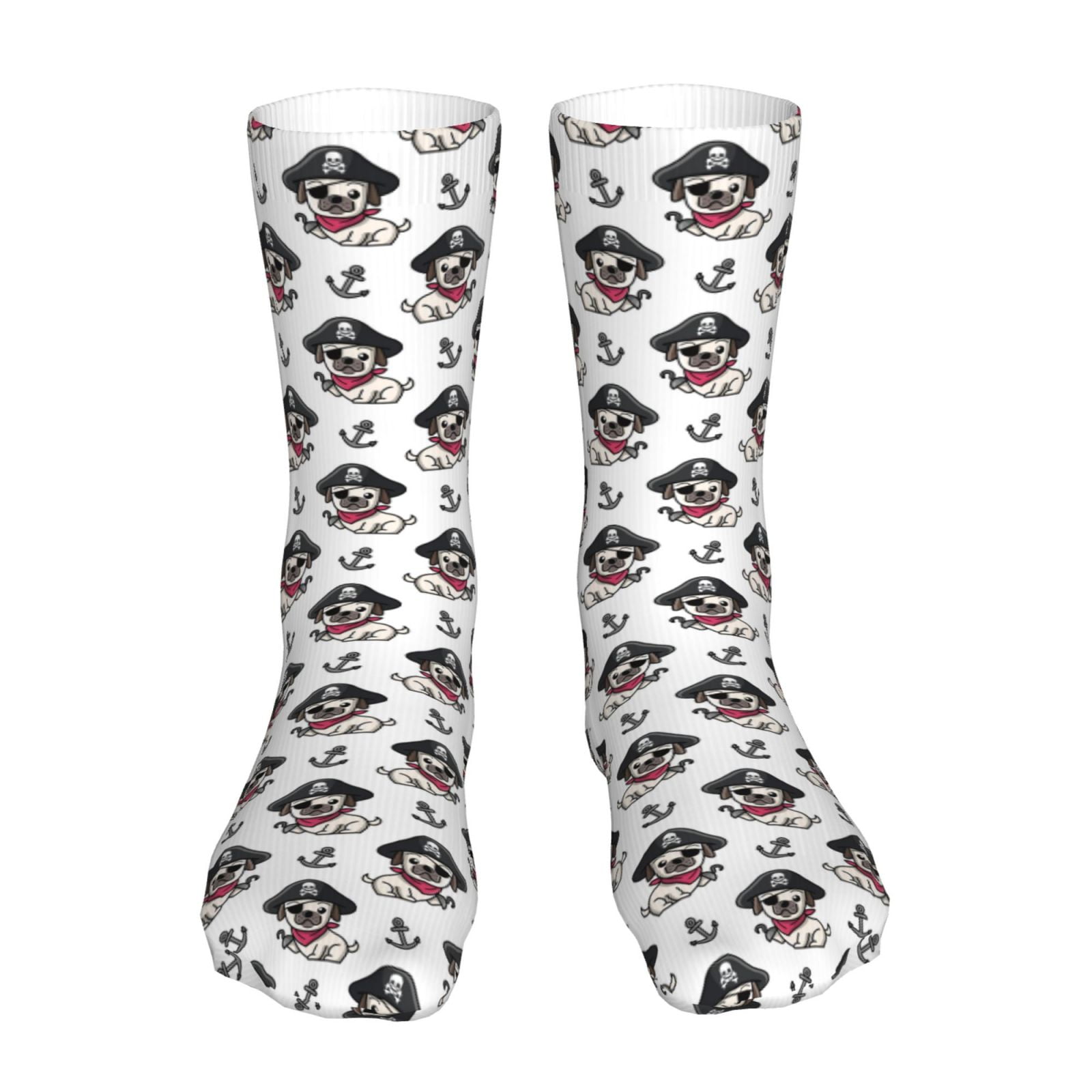 Easygdp Pirate Puppy Ankle Socks for Women Stocking Mid Calf Socks ...