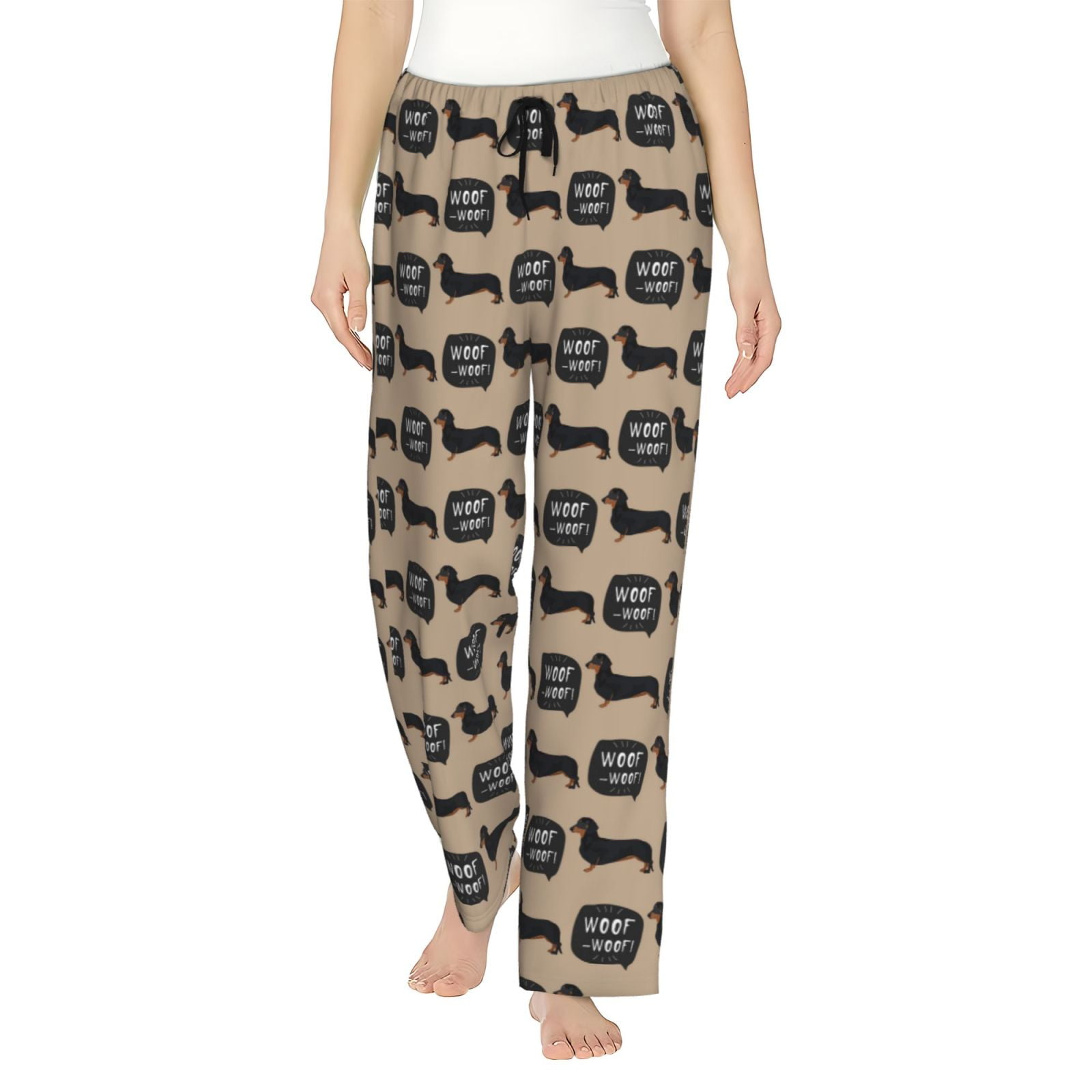 Easygdp Dachshund Dog Woof Women's Drawstring Pajama Pants | Lounge ...