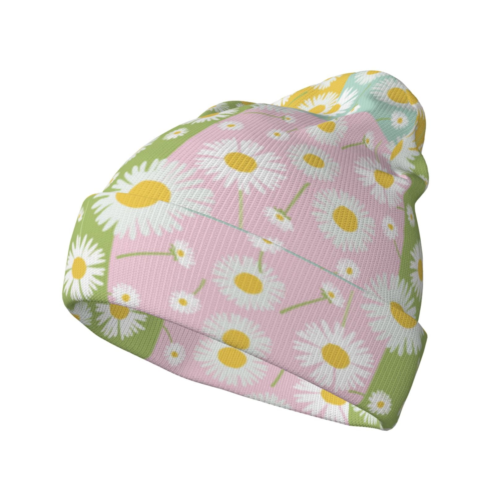 Easygdp Daisies Flowers Winter Beanie for Men Women Beanie Knit Hat ...