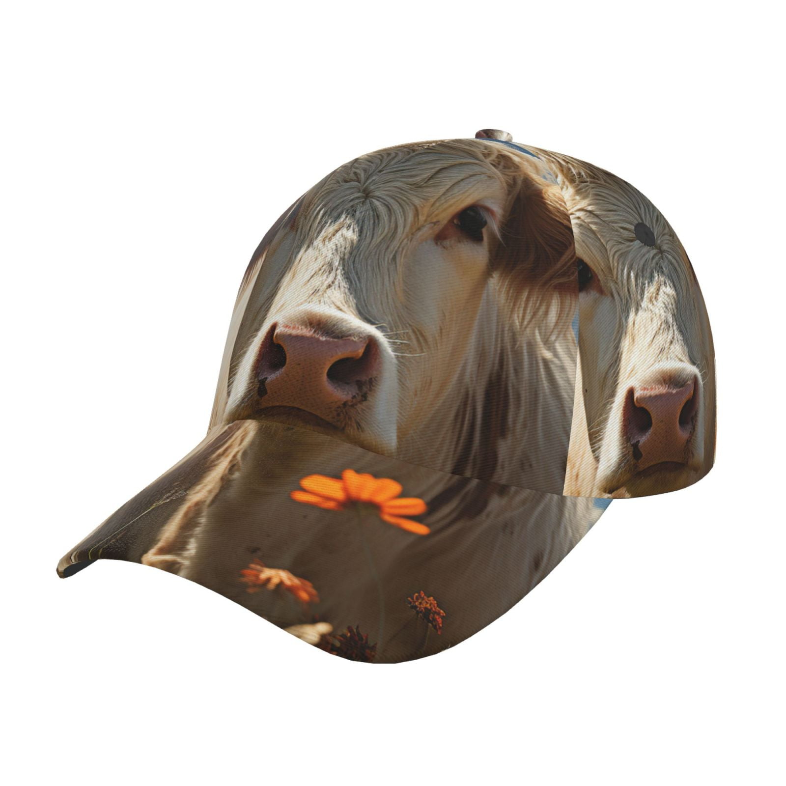 Easygdp Daisy Meadow Cow Baseball Cap with Adjustable Buckle ...