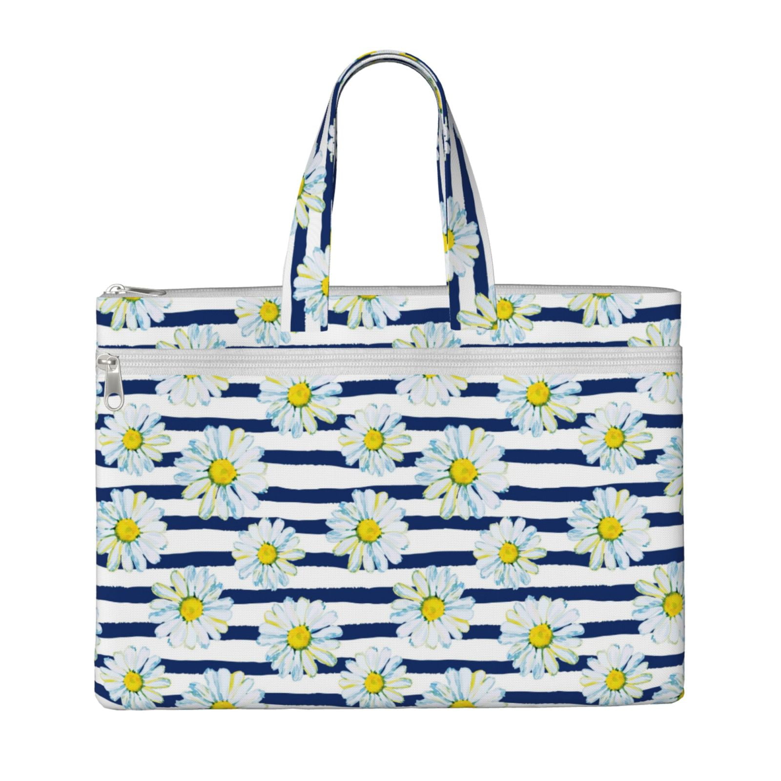 Easygdp Daisy Striped Nautical Canvas Document Bag File Bag Handle ...