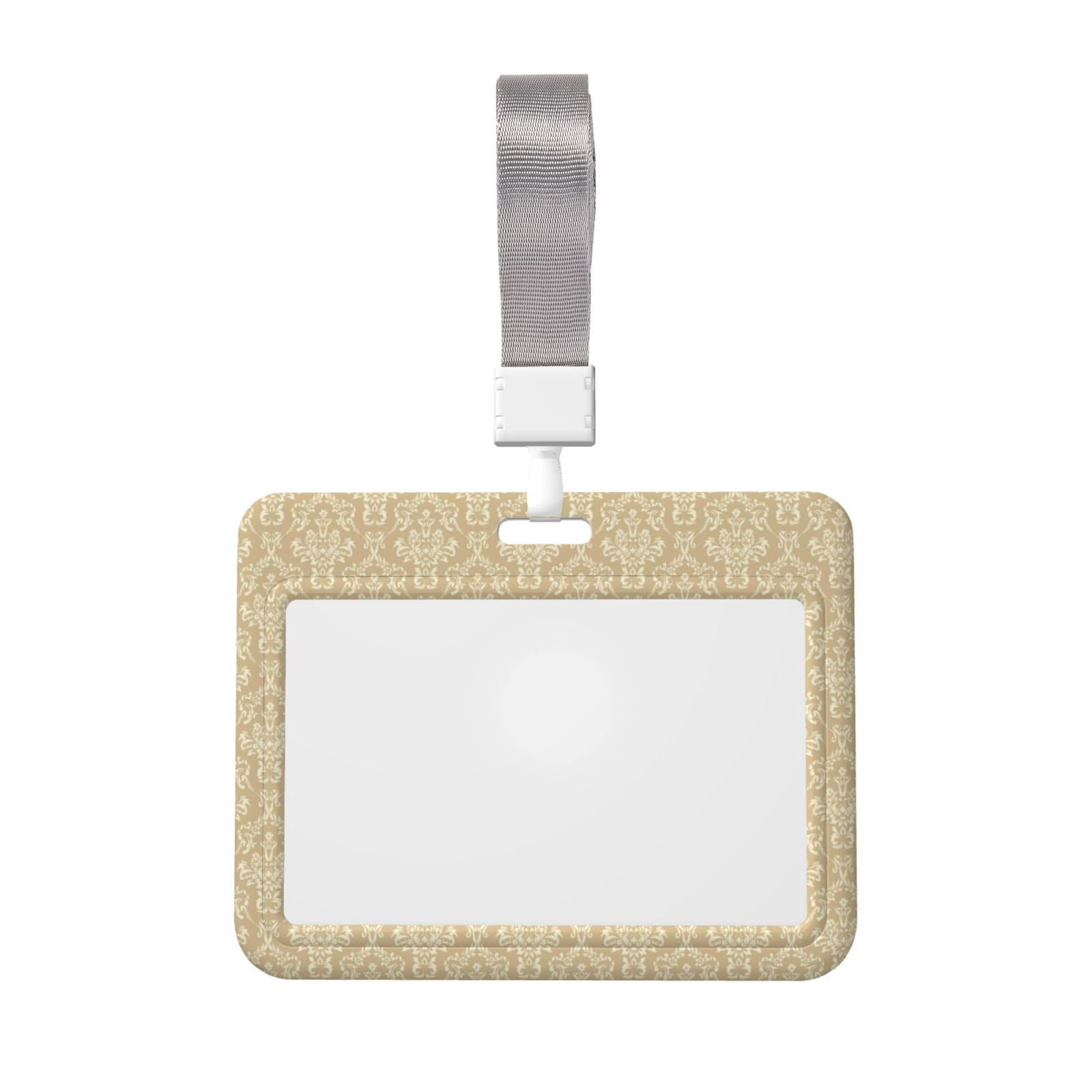 Easygdp Damask Beige Tan Brown Card Badge Holder Work Badge Sleeve for ...