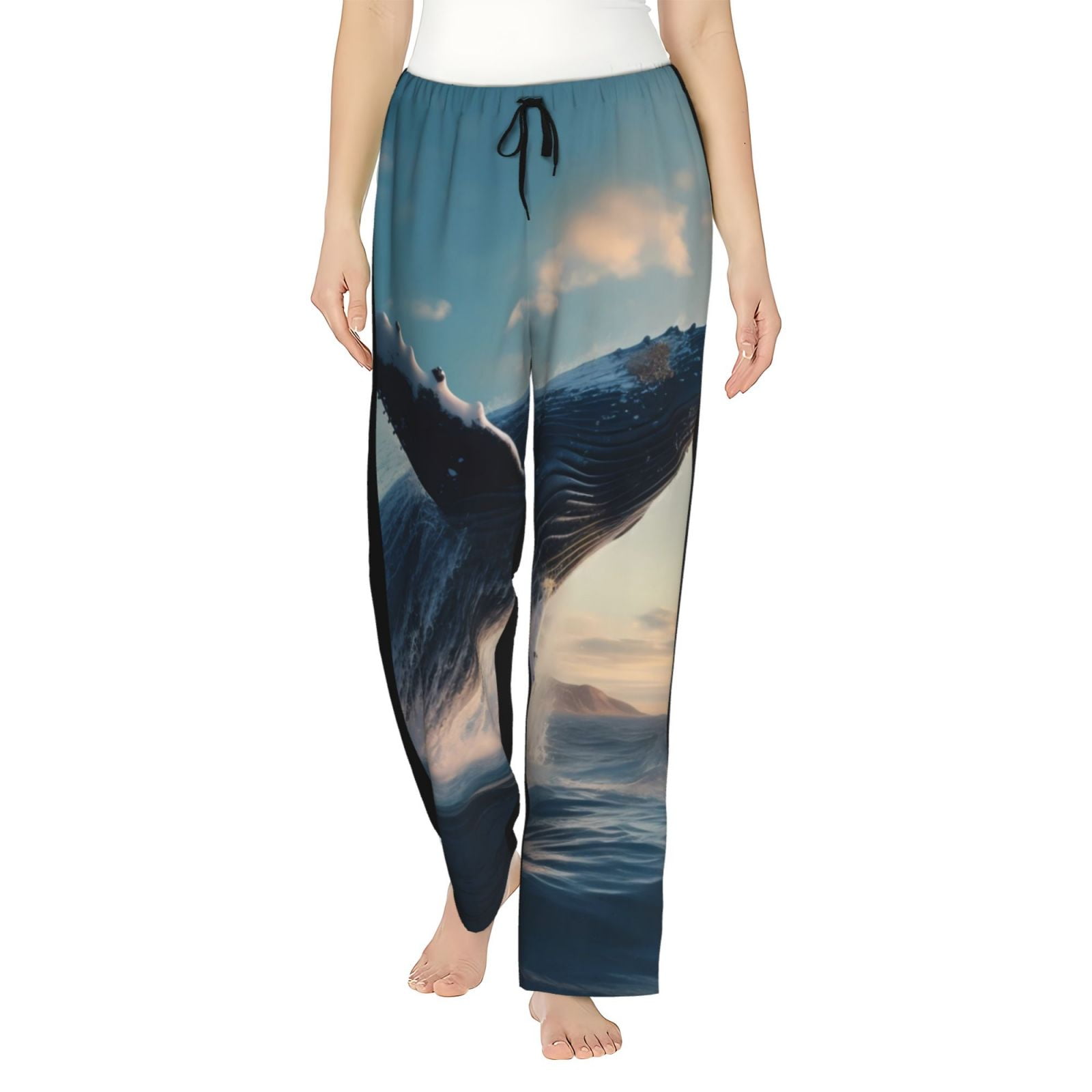 Easygdp Dancing Whale Women's Drawstring Pajama Pants | Lounge Joggers ...