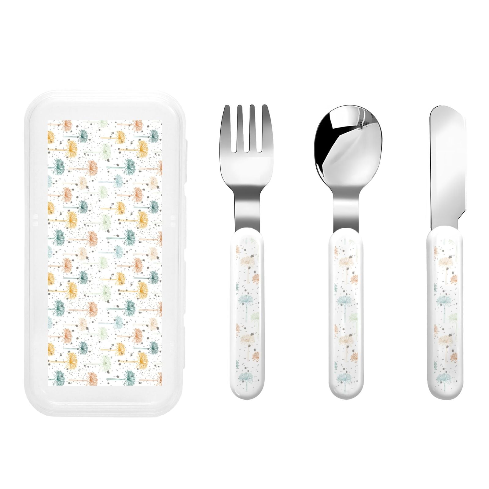 Easygdp Dandelion 3-Piece Flatware Set Kids Silverware, Stainless Steel ...