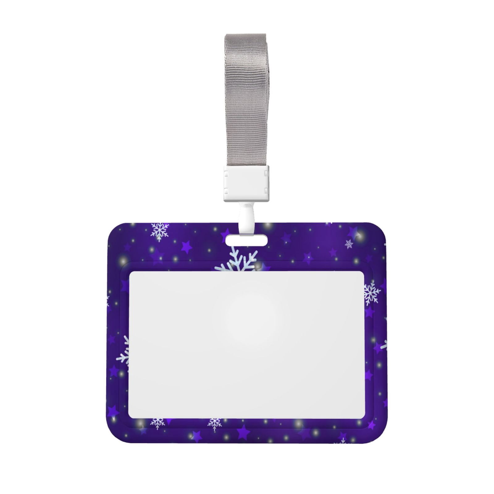 Easygdp Dark Purple Snowflakes Card Badge Holder Work Badge Sleeve for ...