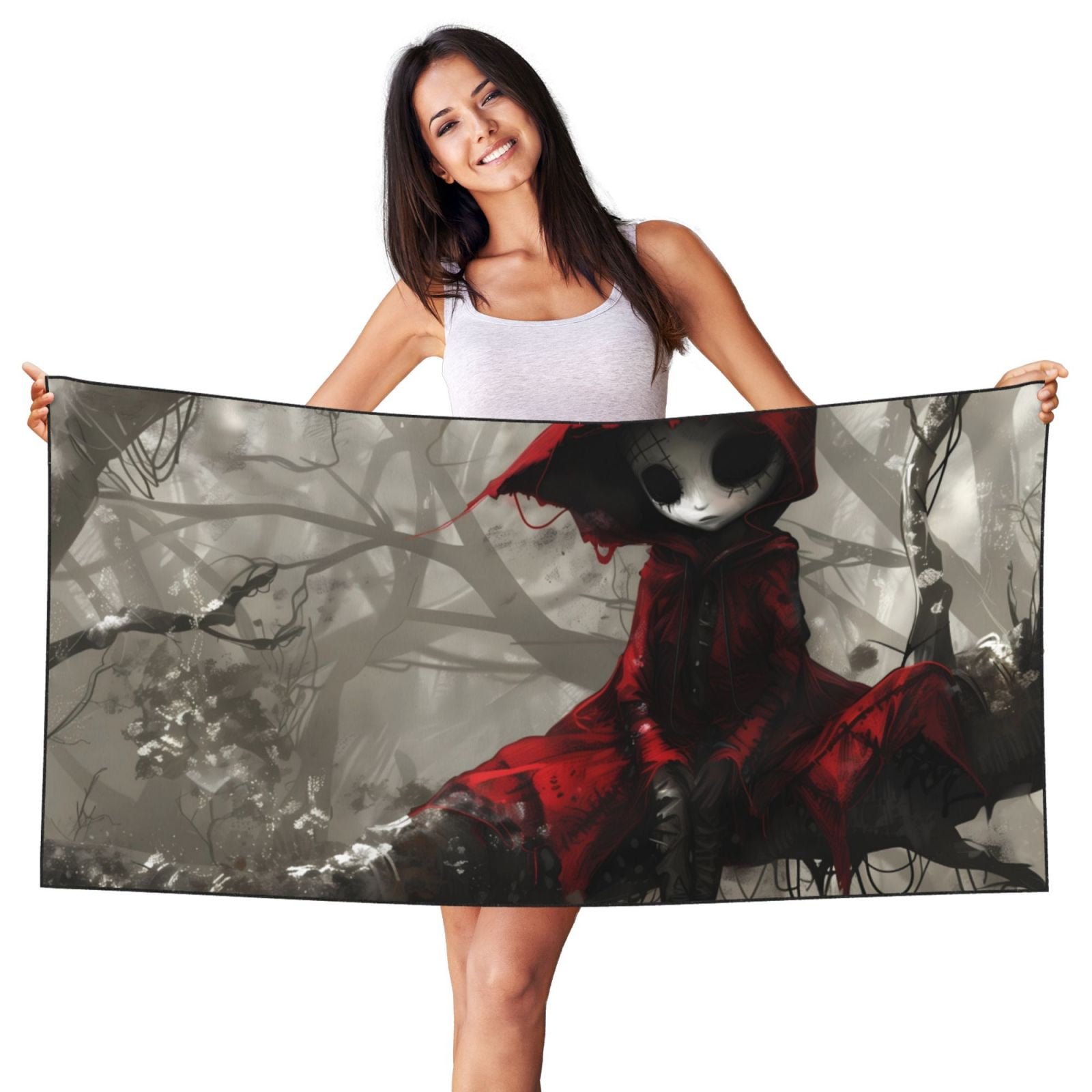 Easygdp Dark Red Hooded Girl Beach Towel 27.5X55 Inches Quick Dry Pool ...