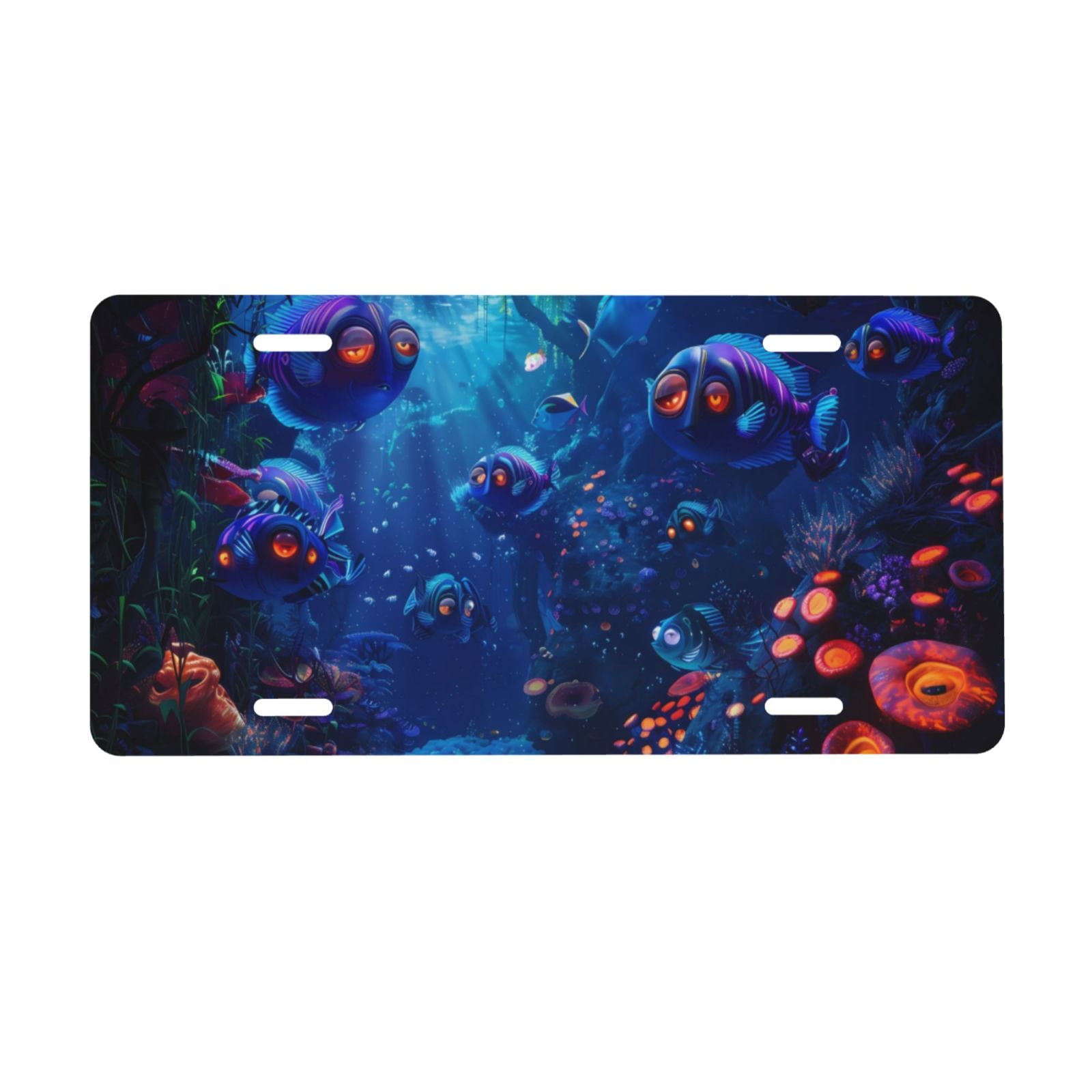 Easygdp Deep Sea Glowing Fishes License Plate Car Front License Plate ...