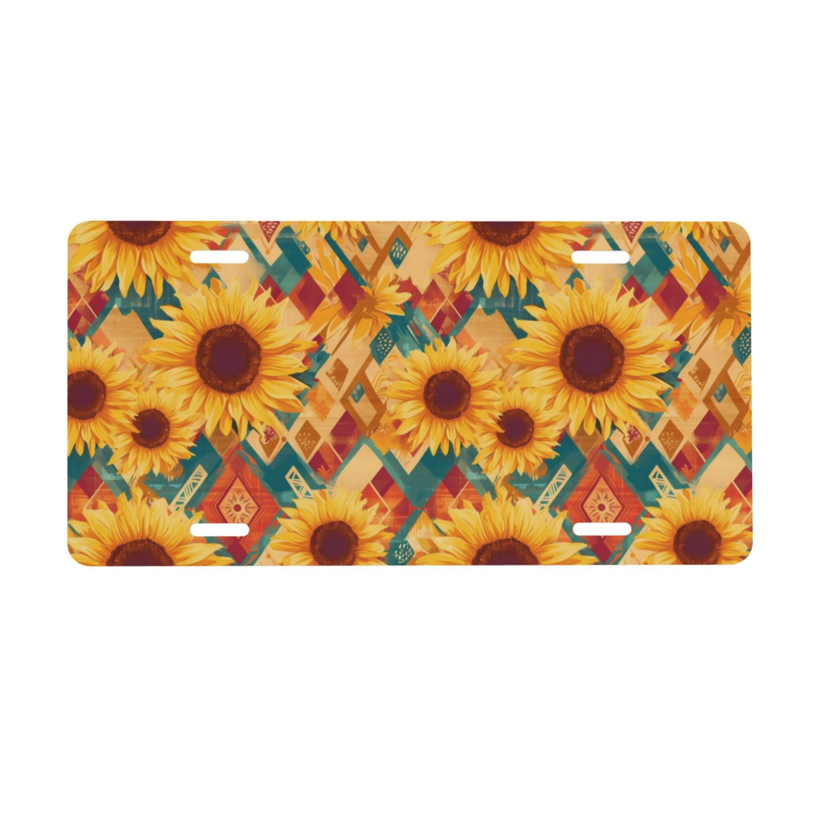 Easygdp Diamond Bohemian Sunflower License Plate Car Front License ...