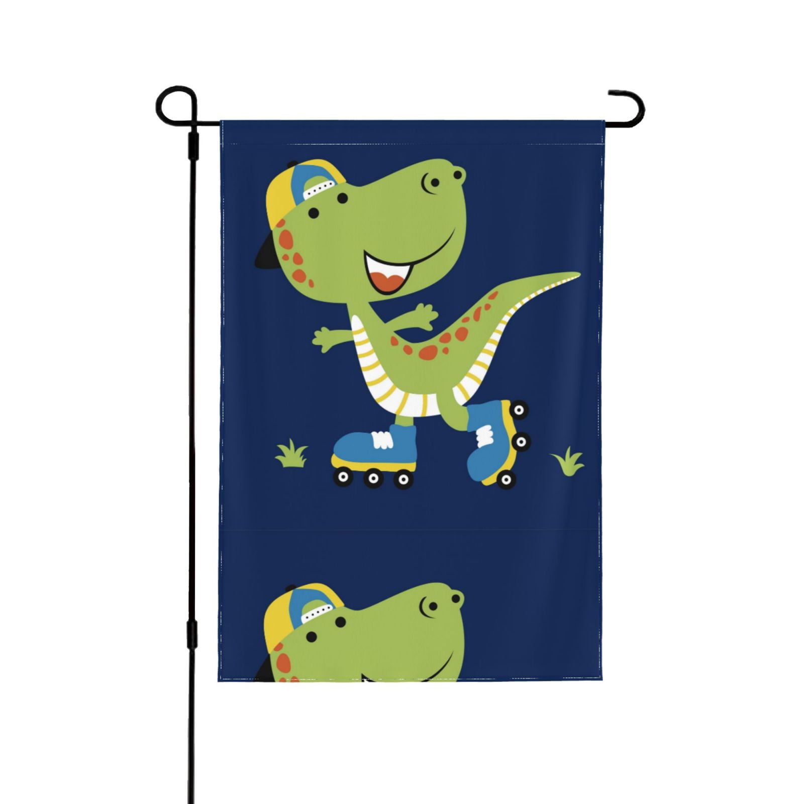 Easygdp Dino Playing Roller Skate Garden Flag Yard Flag Welcome Flag ...