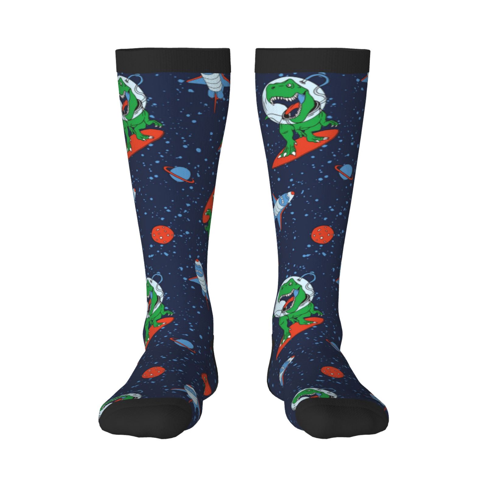 Easygdp Dinosaur Astronaut Space Surfing Soccer Socks Sport Knee High ...