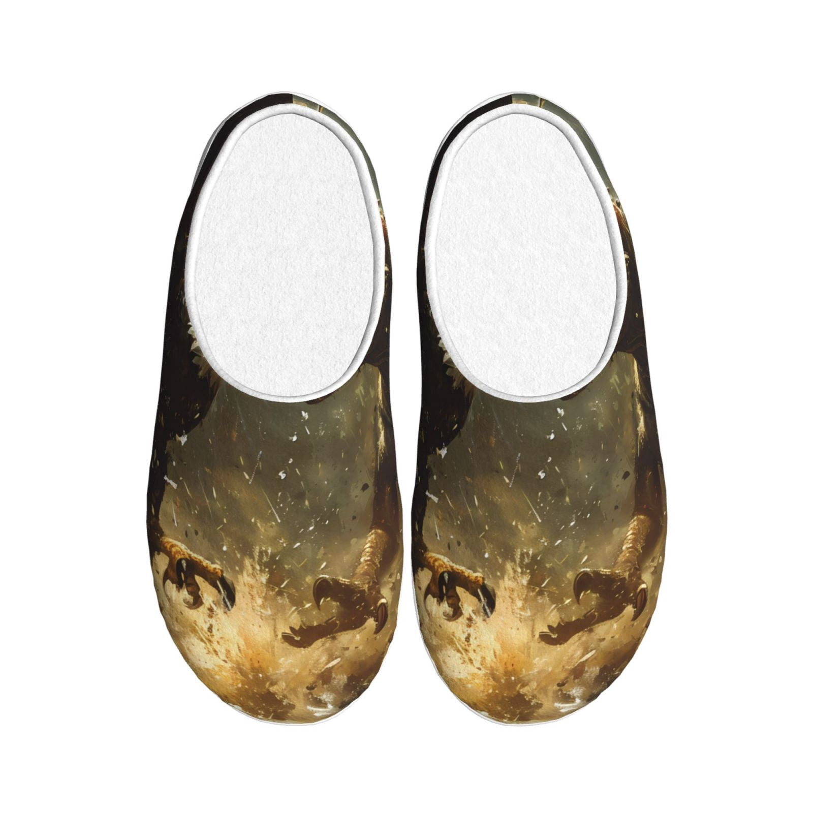 Easygdp Dinosaur Bald Eagle Slippers for Women Mens Winter Warm Home ...