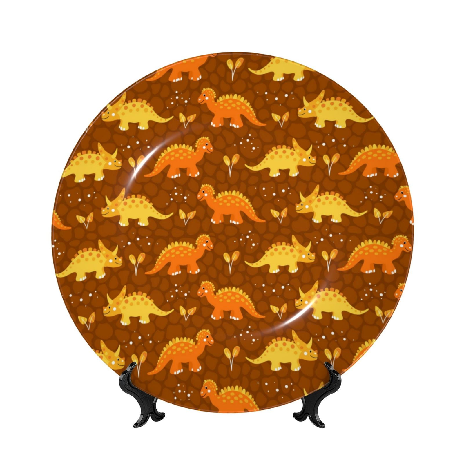 Easygdp Dinosaurs and Leaves Bone China Decorative Plate Ceramic Dinner ...