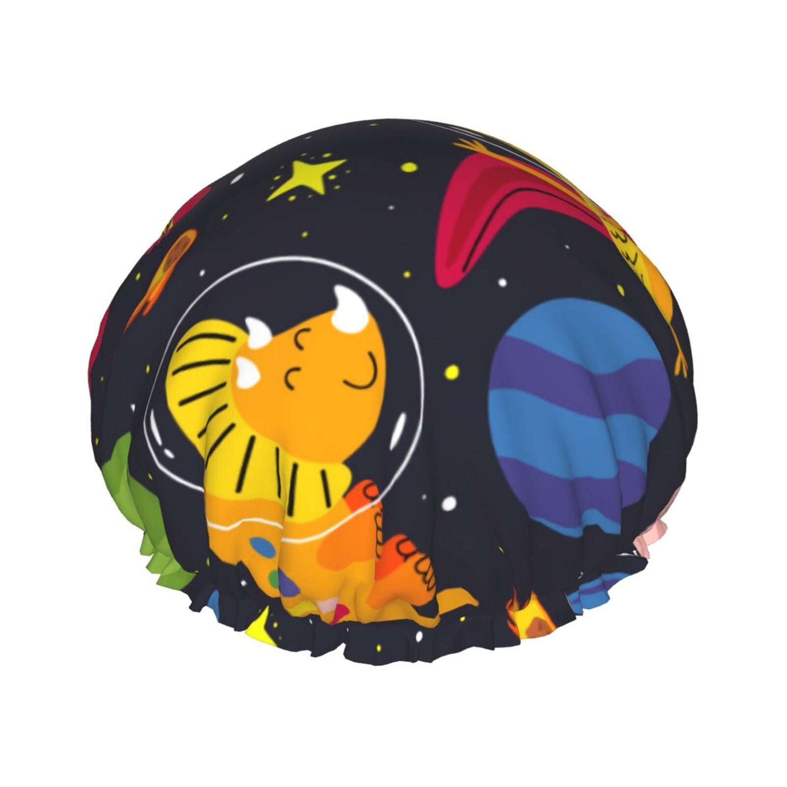 Easygdp Dinosaurs in Space Shower Caps for Women, Double Waterproof ...