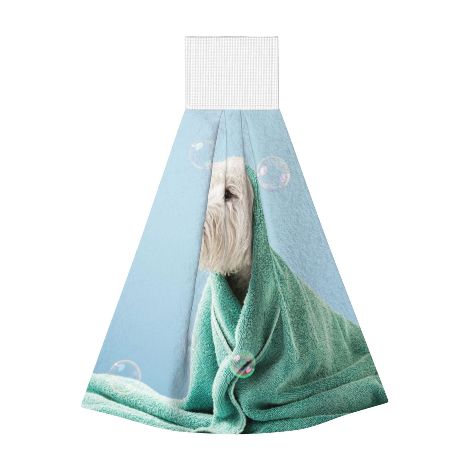 Easygdp Dog Wrapped in Towel Kitchen Hand Towels Hanging Tie Towels ...