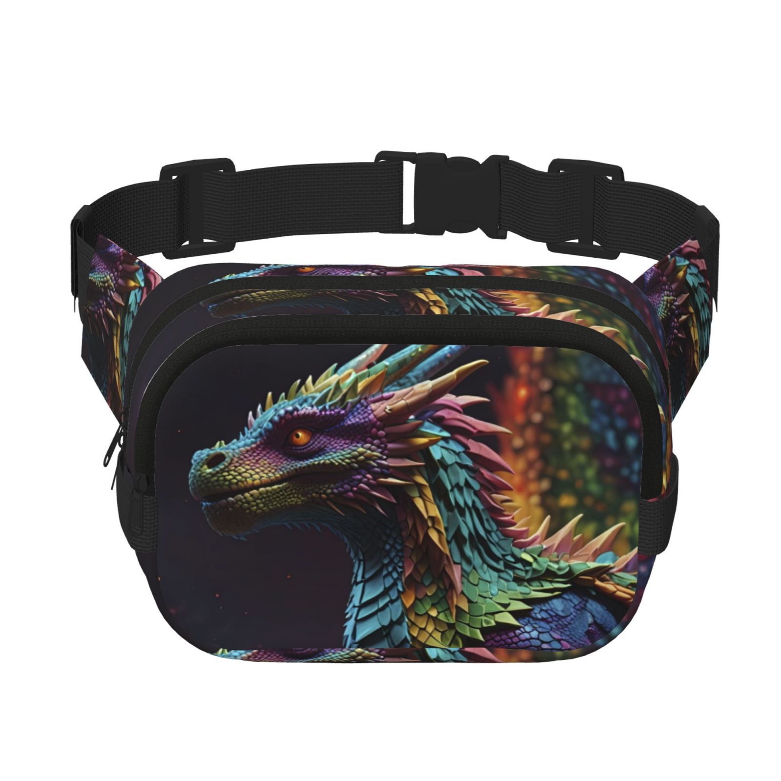 Easygdp Dragon with Colorful Tail Fanny Packs for Women Men, Belt Bag ...