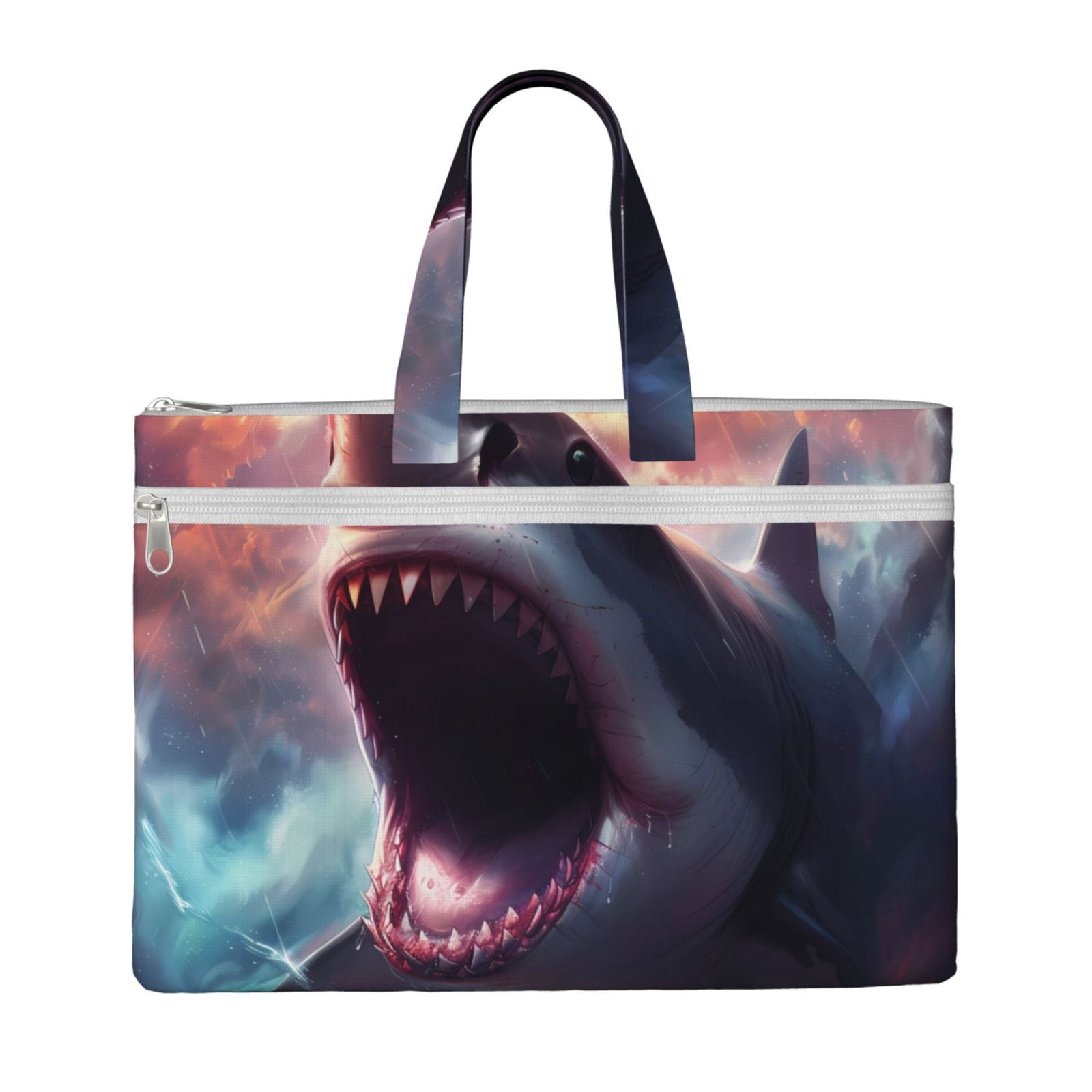 Easygdp Dramatic Shark Attack Canvas Document Bag File Bag Handle ...