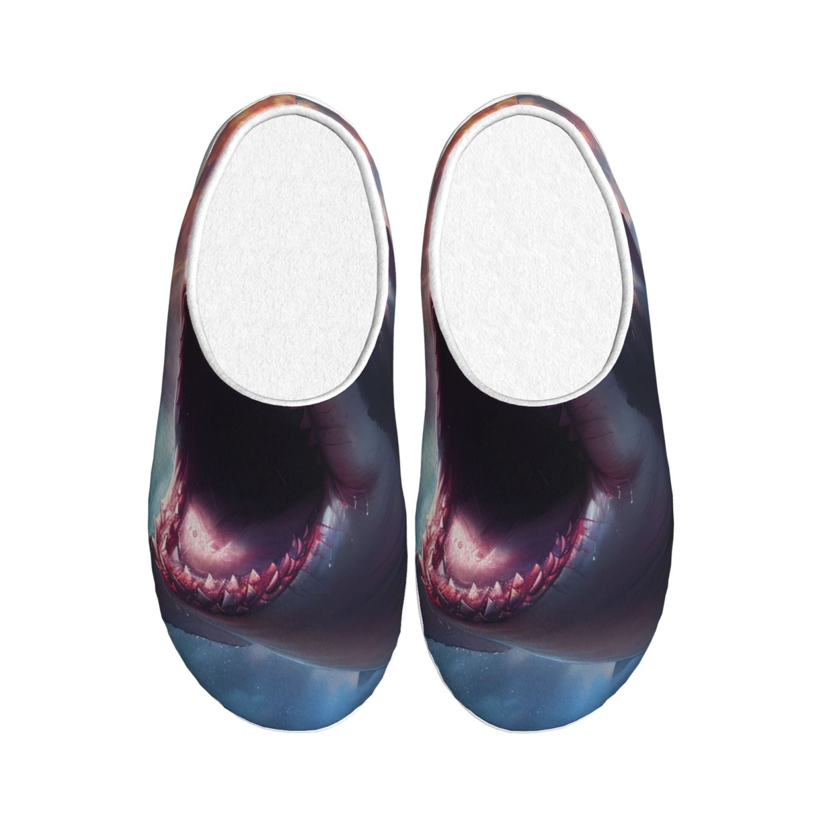Easygdp Dramatic Shark Attack Slippers for Women Mens Winter Warm Home ...