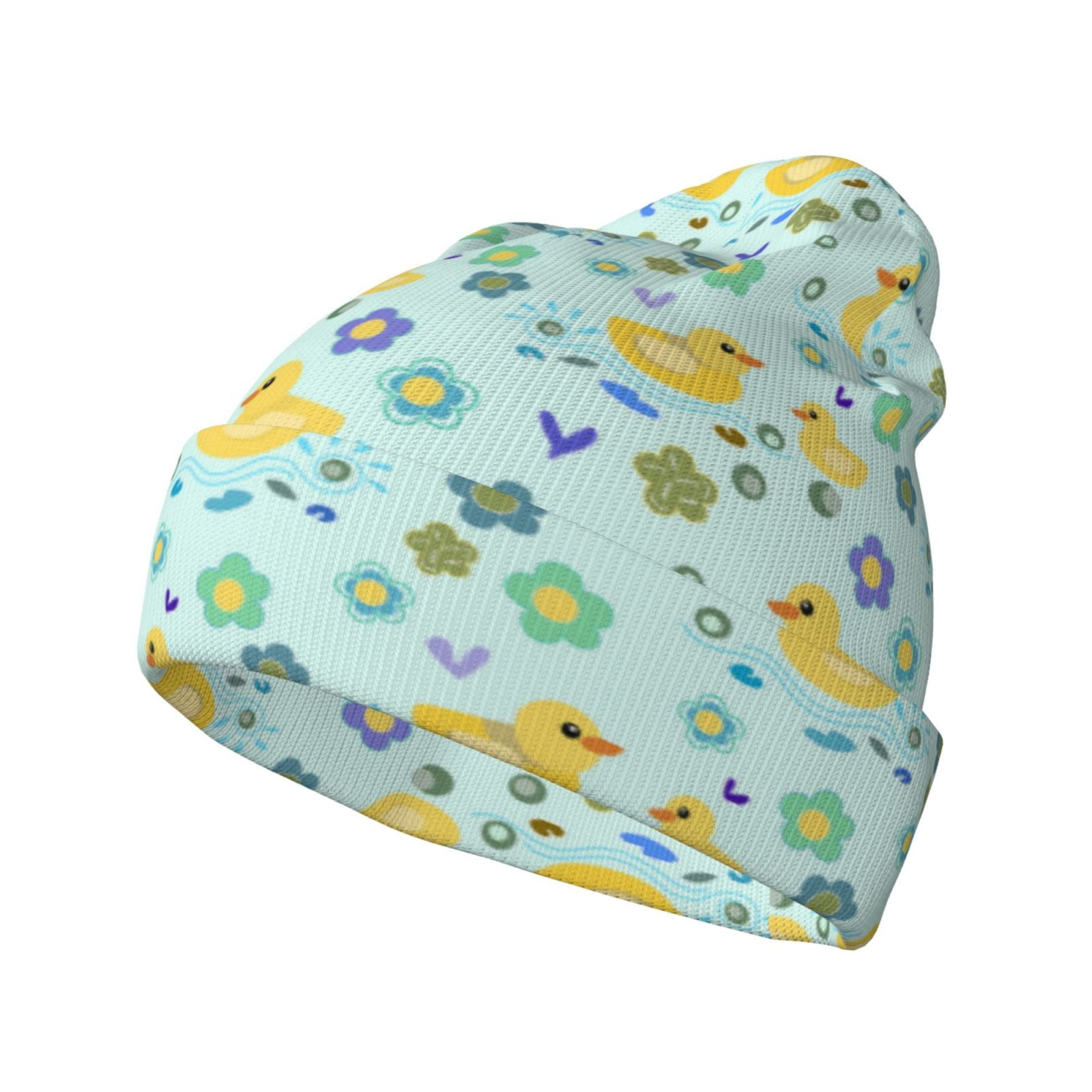 Easygdp Duck Cartoon Winter Beanie for Men Women Beanie Knit Hat Cuffed ...