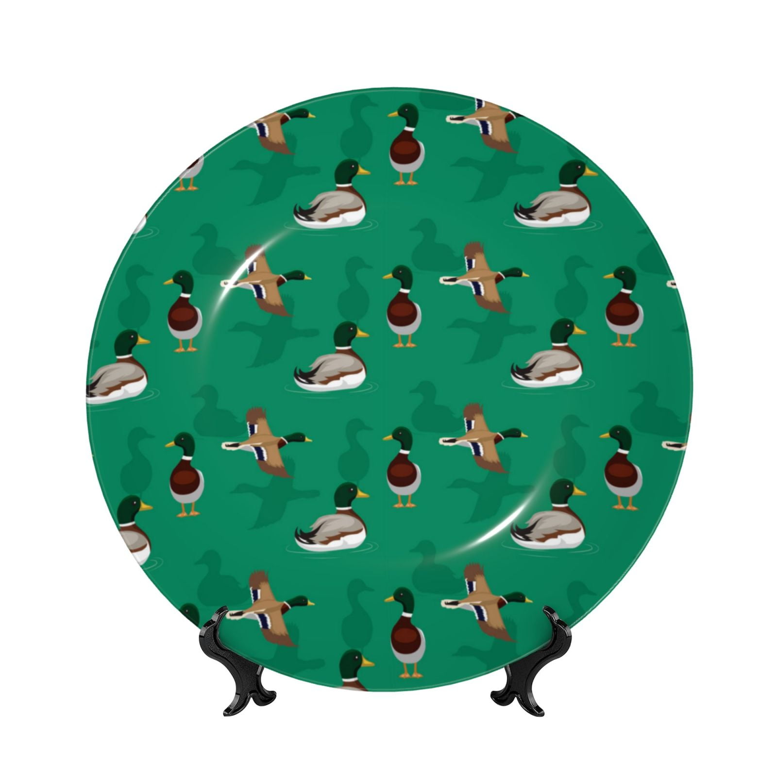 Easygdp Duck Mallard Flying Pose Bone China Decorative Plate Ceramic ...
