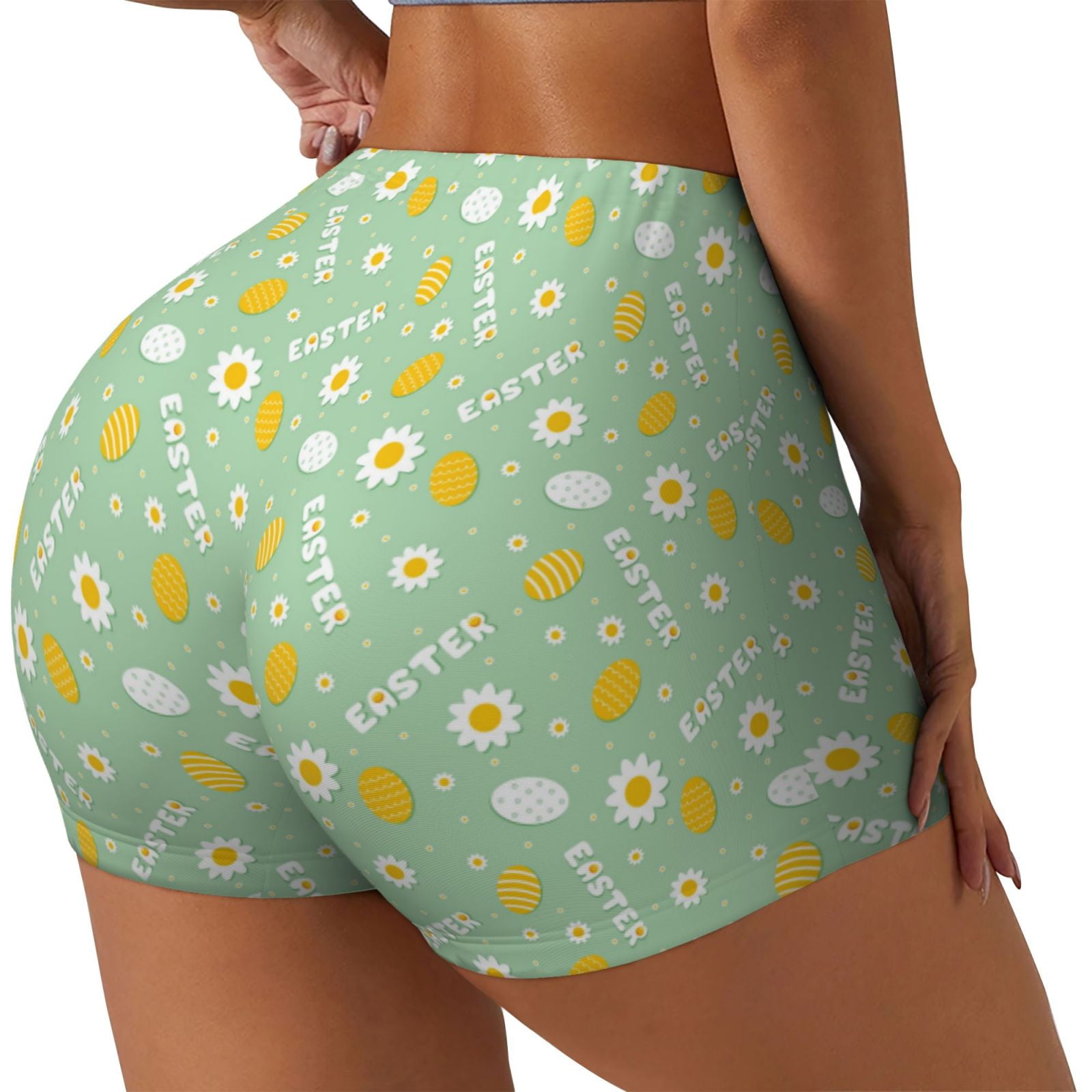 Easygdp Easter with eggs and flowers for Yoga Shorts with Pockets for ...