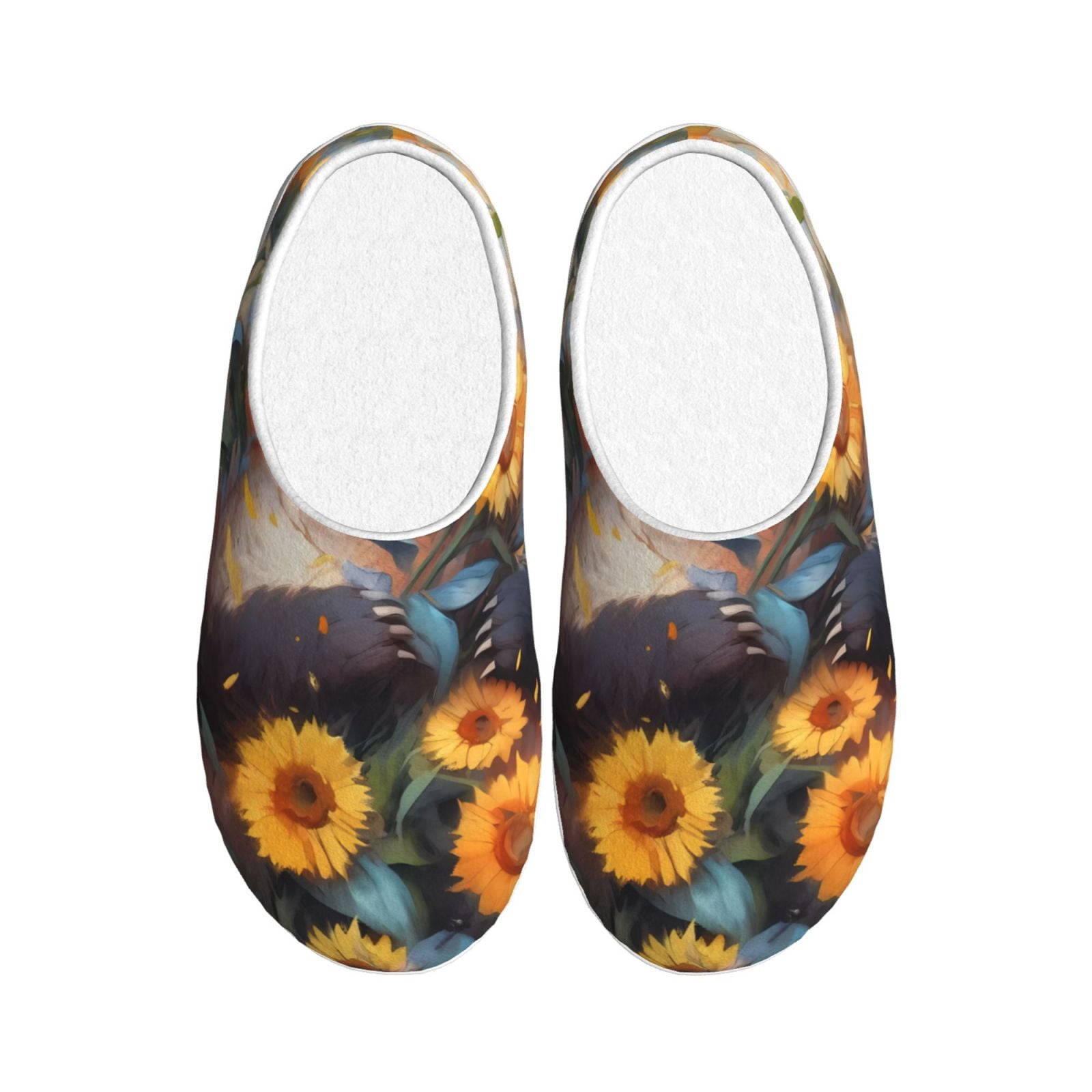 Easygdp Elegant Cute Panda Sunflower Slippers for Women Mens Winter ...