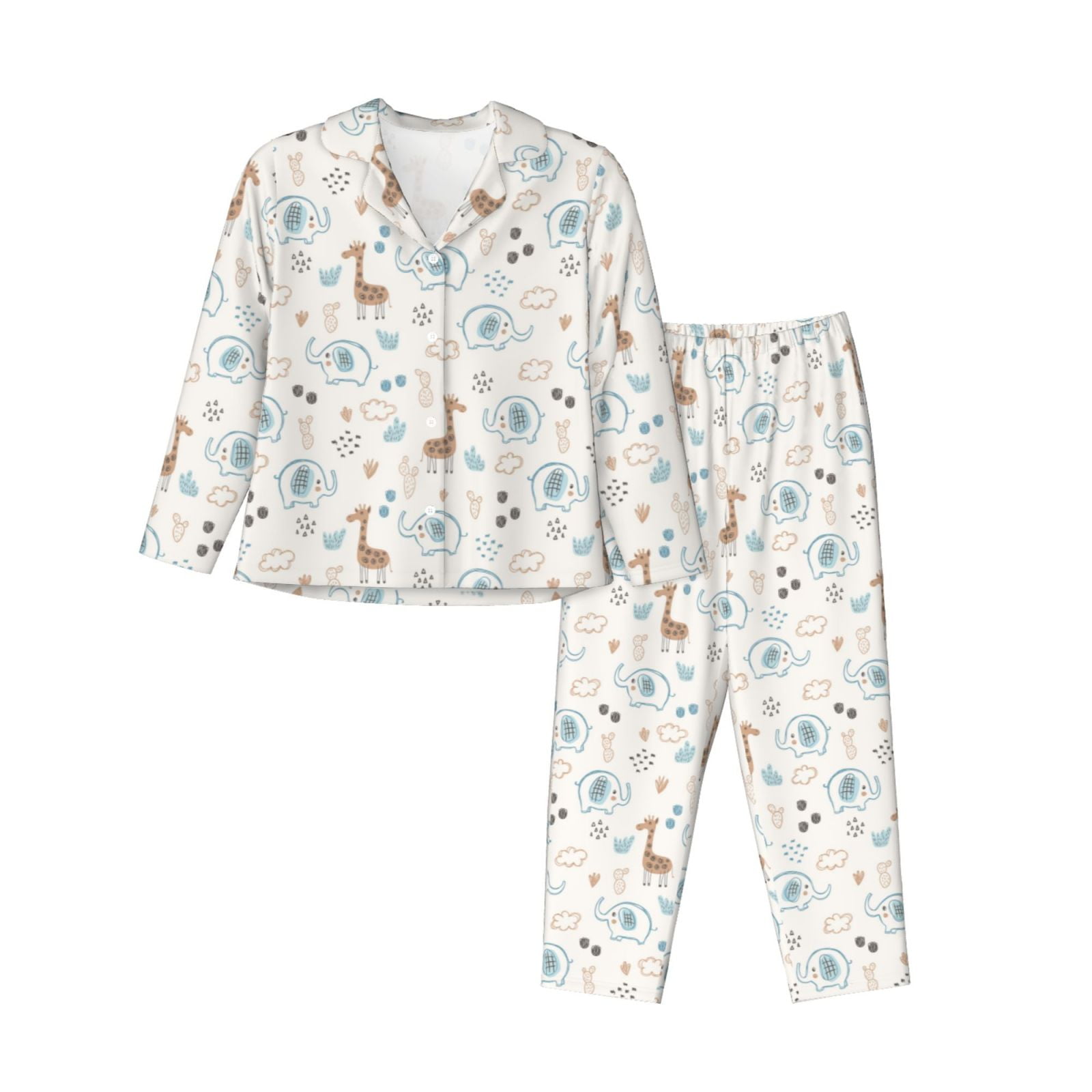 Easygdp Elephants And Giraffes Women's Long-Sleeve Shirt and Full ...
