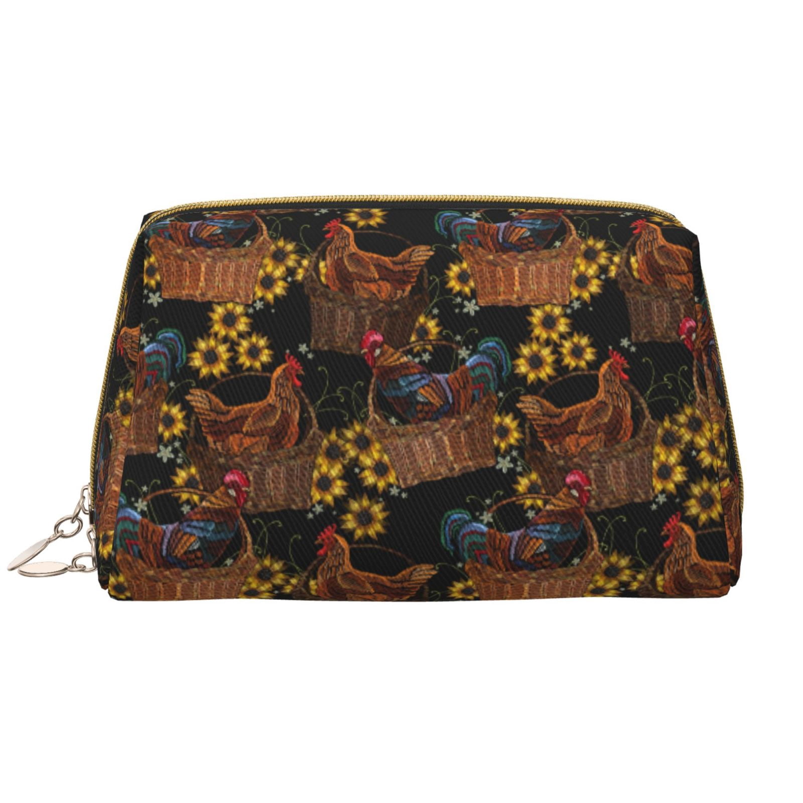 Easygdp Chicken Rooster Leather Makeup Bag Zipper Pouch Travel Cosmetic ...