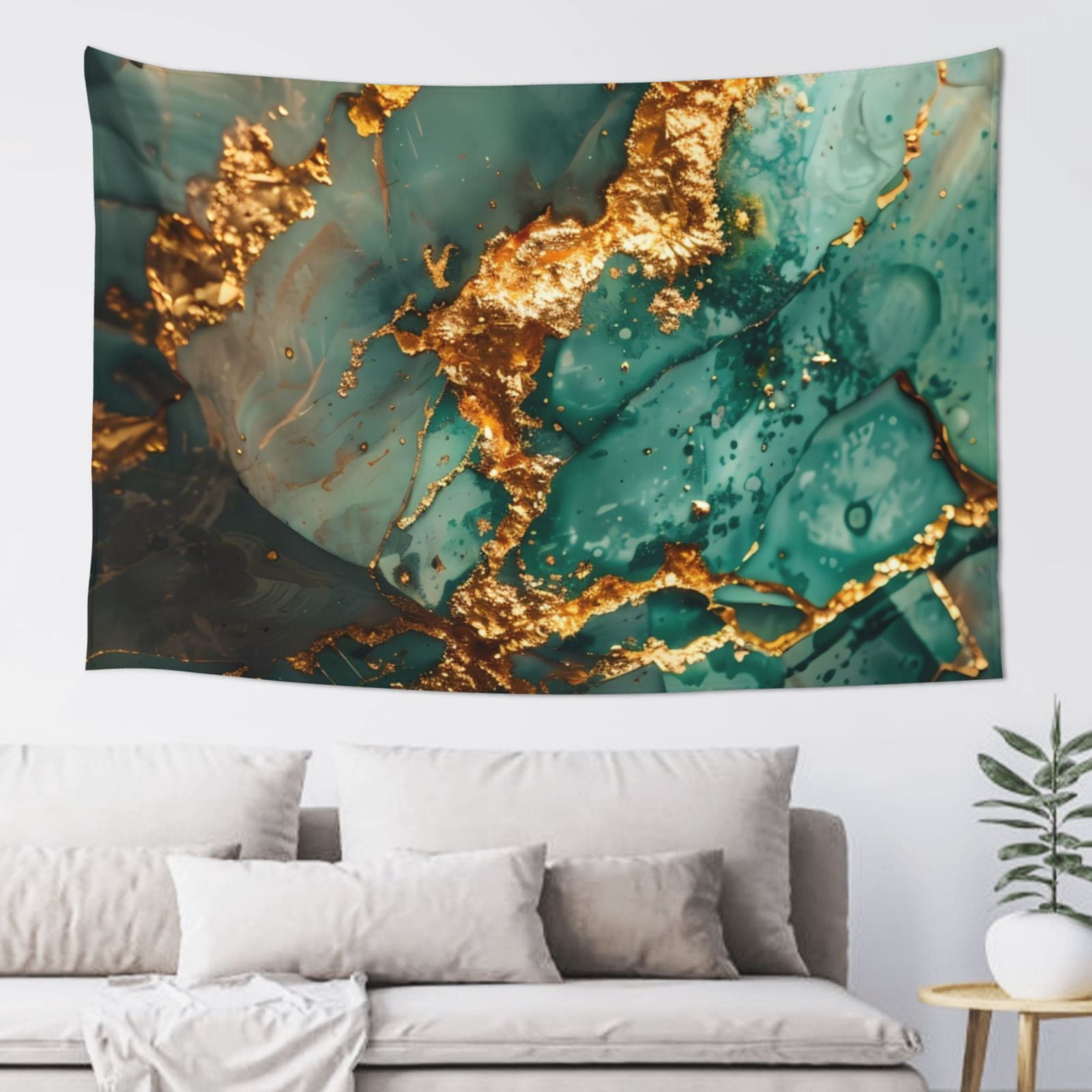 Easygdp Emerald Color Gold Marble Tapestry Wall Hanging, Wall ...