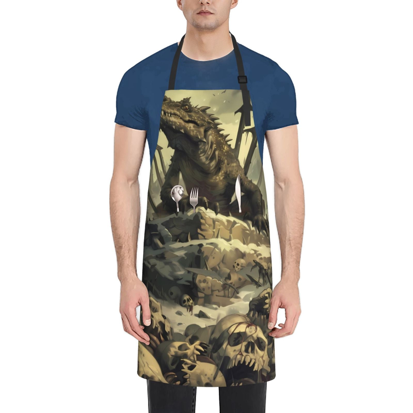Easygdp Epic Dragon Skull Scene Waterproof Apron with Pockets ...