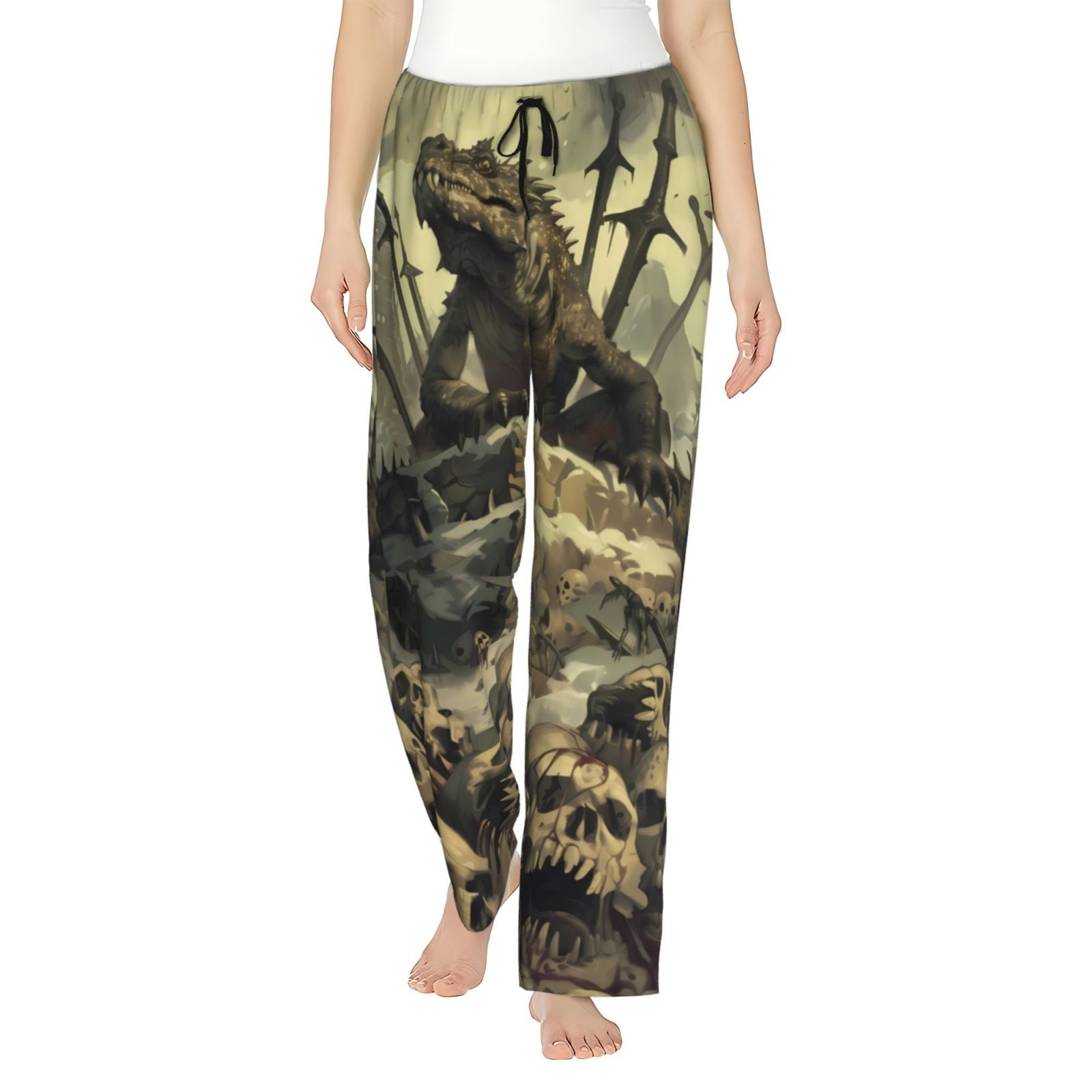Easygdp Epic Dragon Skull Scene Women's Drawstring Pajama Pants ...