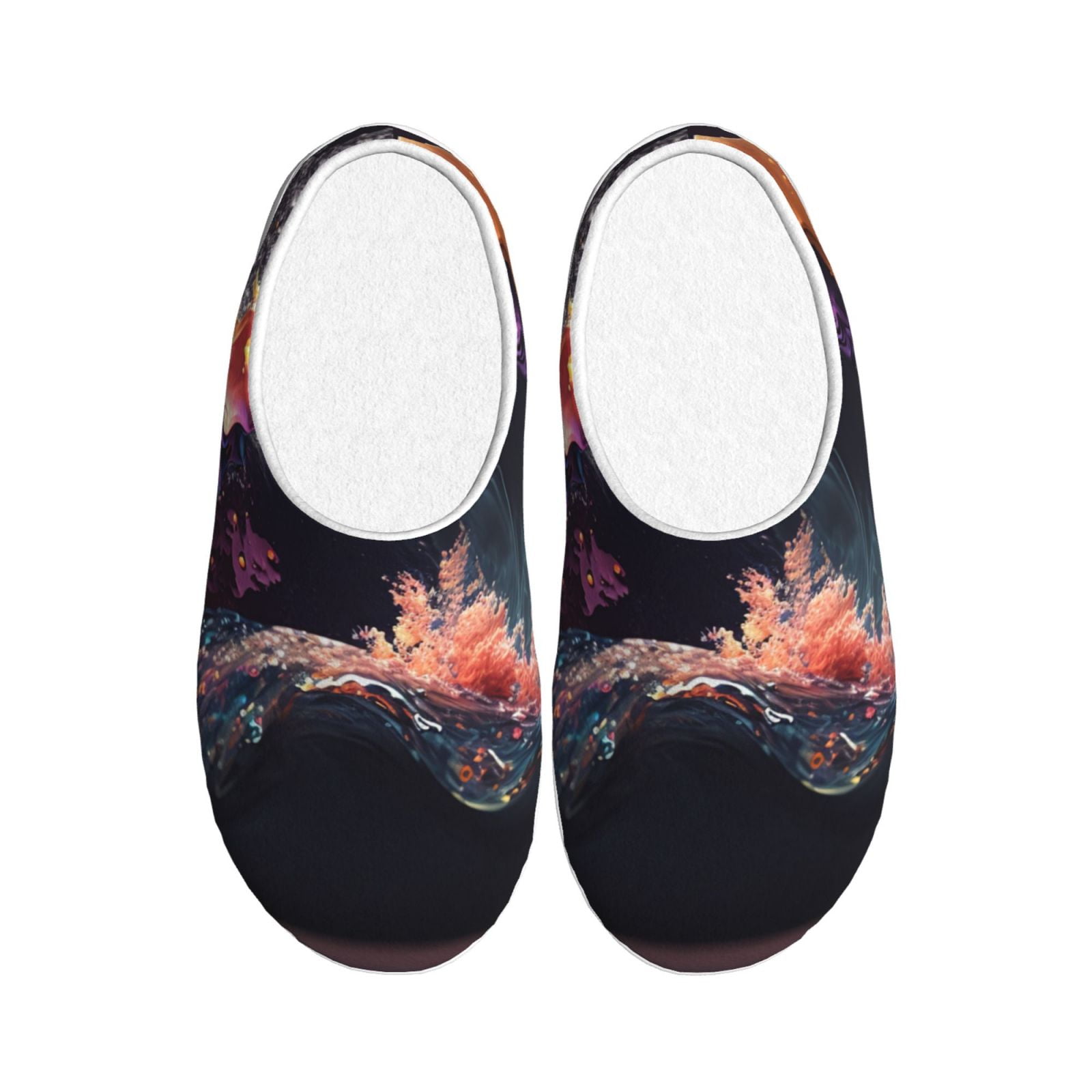 Easygdp Explosive Fluid Splash Art Slippers for Women Mens Winter Warm ...