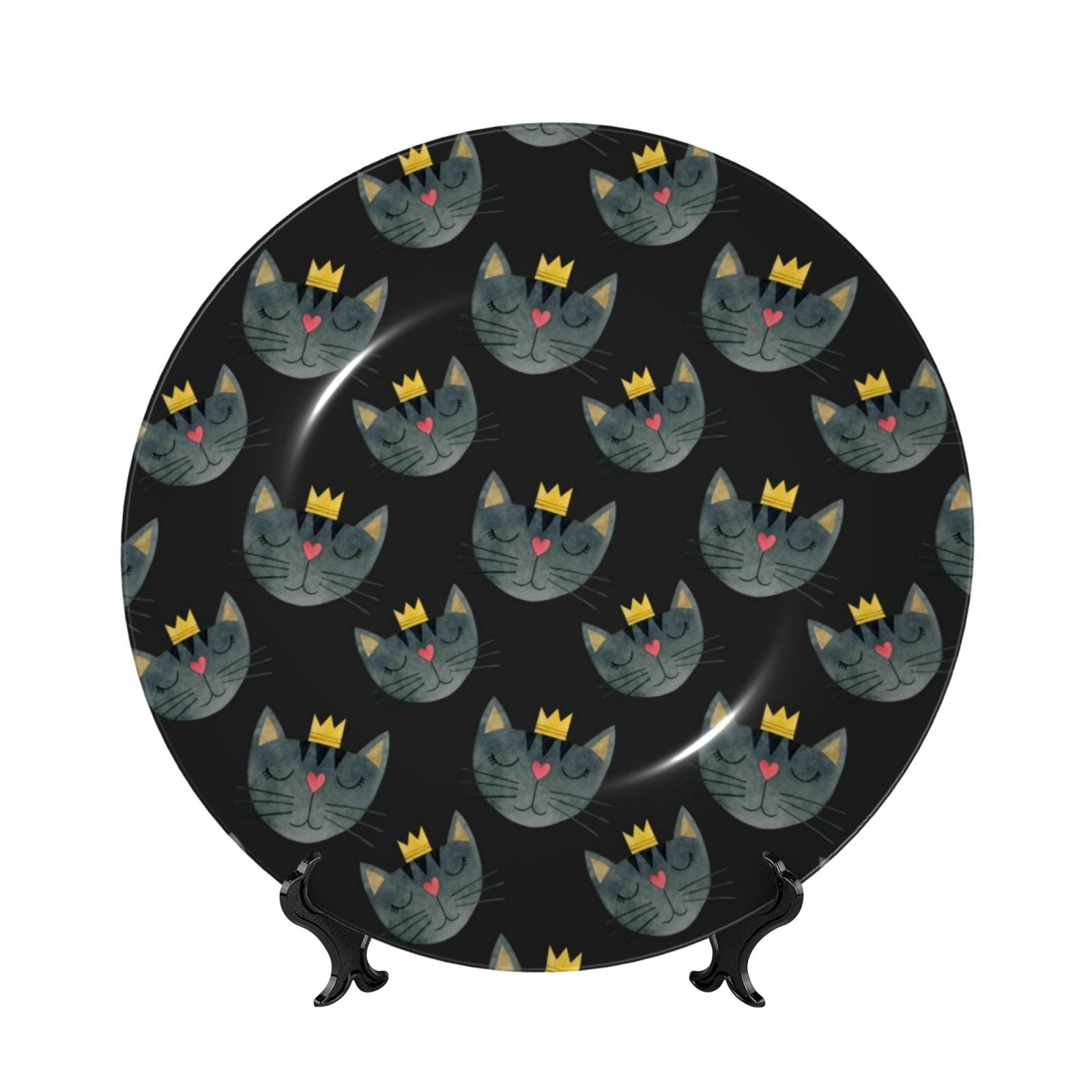 Easygdp Faces Of The Cat Bone China Decorative Plate Ceramic Dinner ...