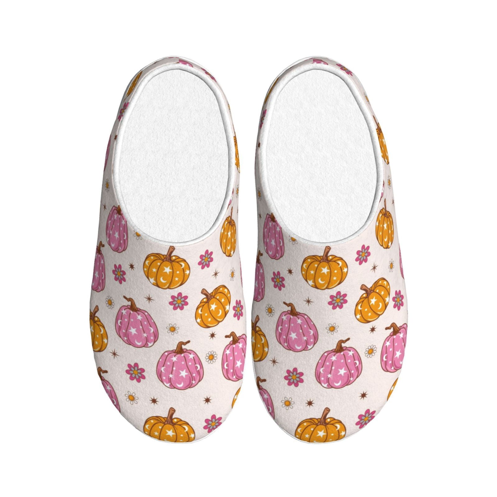 Easygdp Fall 70s Groovy Hippie 1 Slippers for Women Mens Winter Warm ...