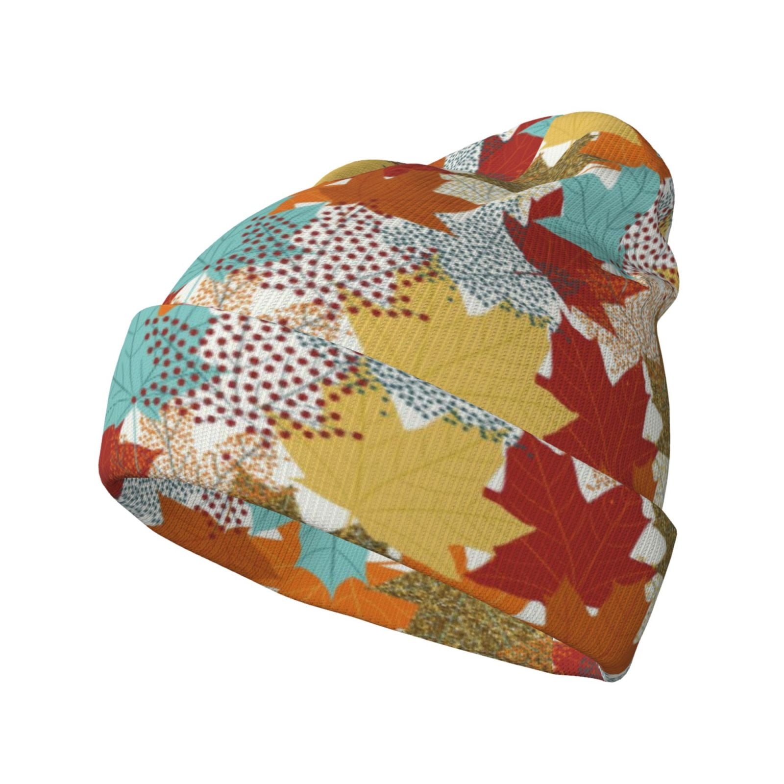 Easygdp Fall Maple Leaves Winter Beanie for Men Women Beanie Knit Hat ...