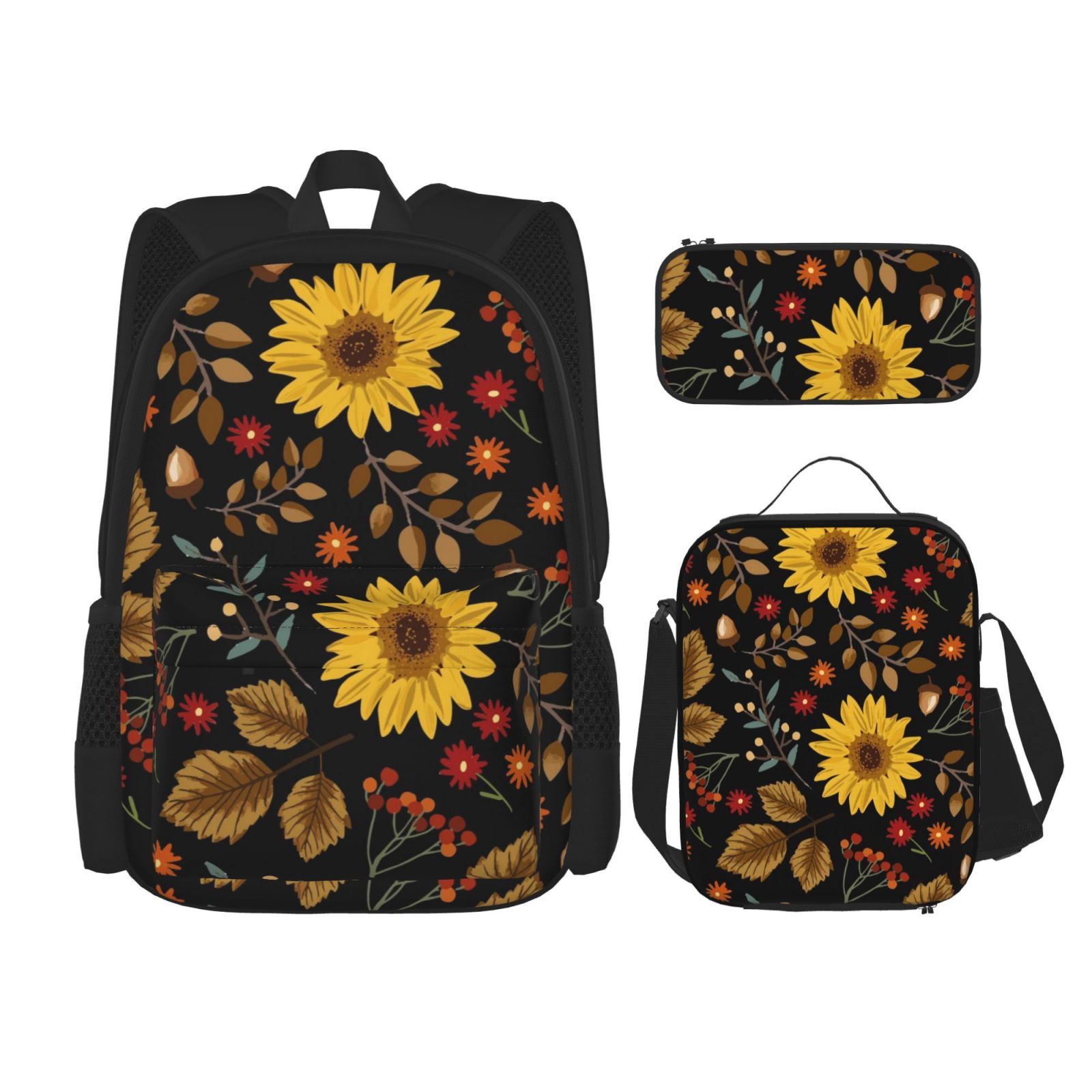 Easygdp Fall Sunflowers Leaves Backpack for Boys and Girls with Lunch ...
