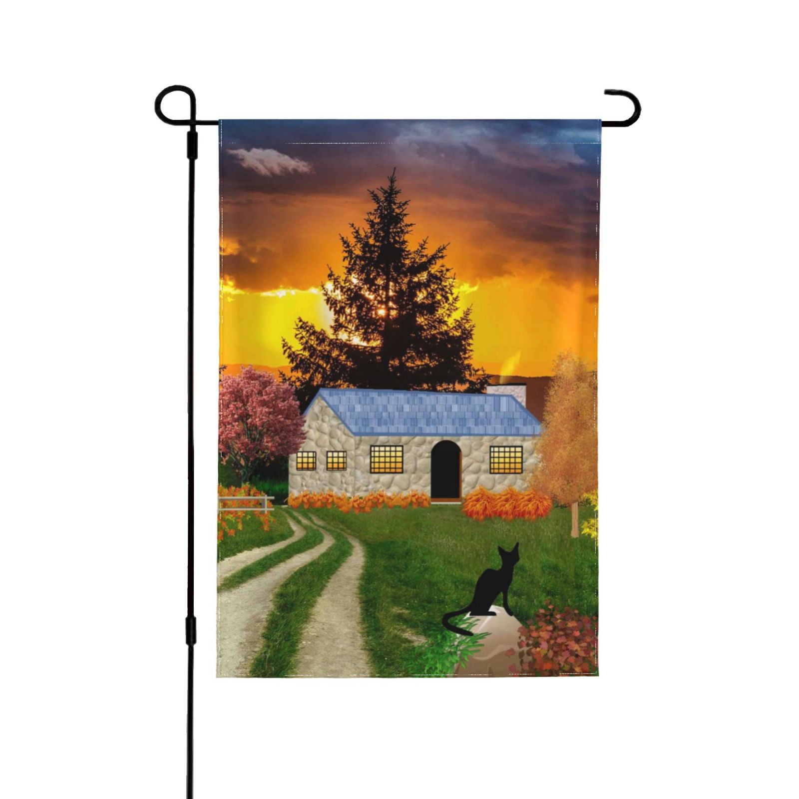 Easygdp Fall Village Scenery Garden Flag Yard Flag Welcome Flag, Double ...