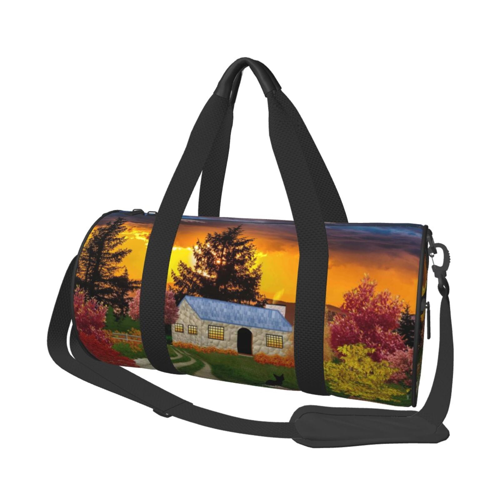 Easygdp Fall Village Scenery Travel Bag, Camping, Weekend, Carry On ...