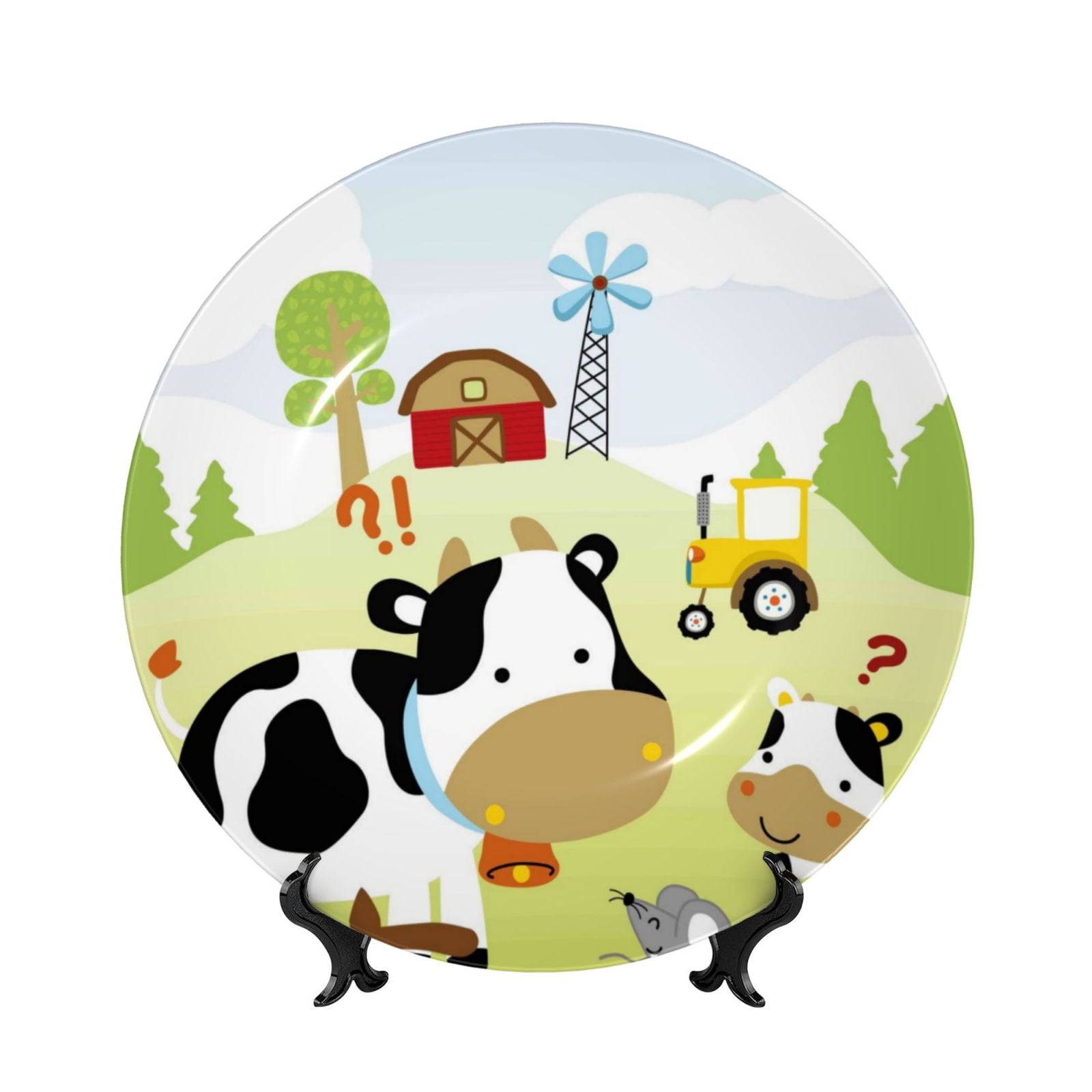 Easygdp Farmfield with Cute Animals Bone China Decorative Plate Ceramic ...