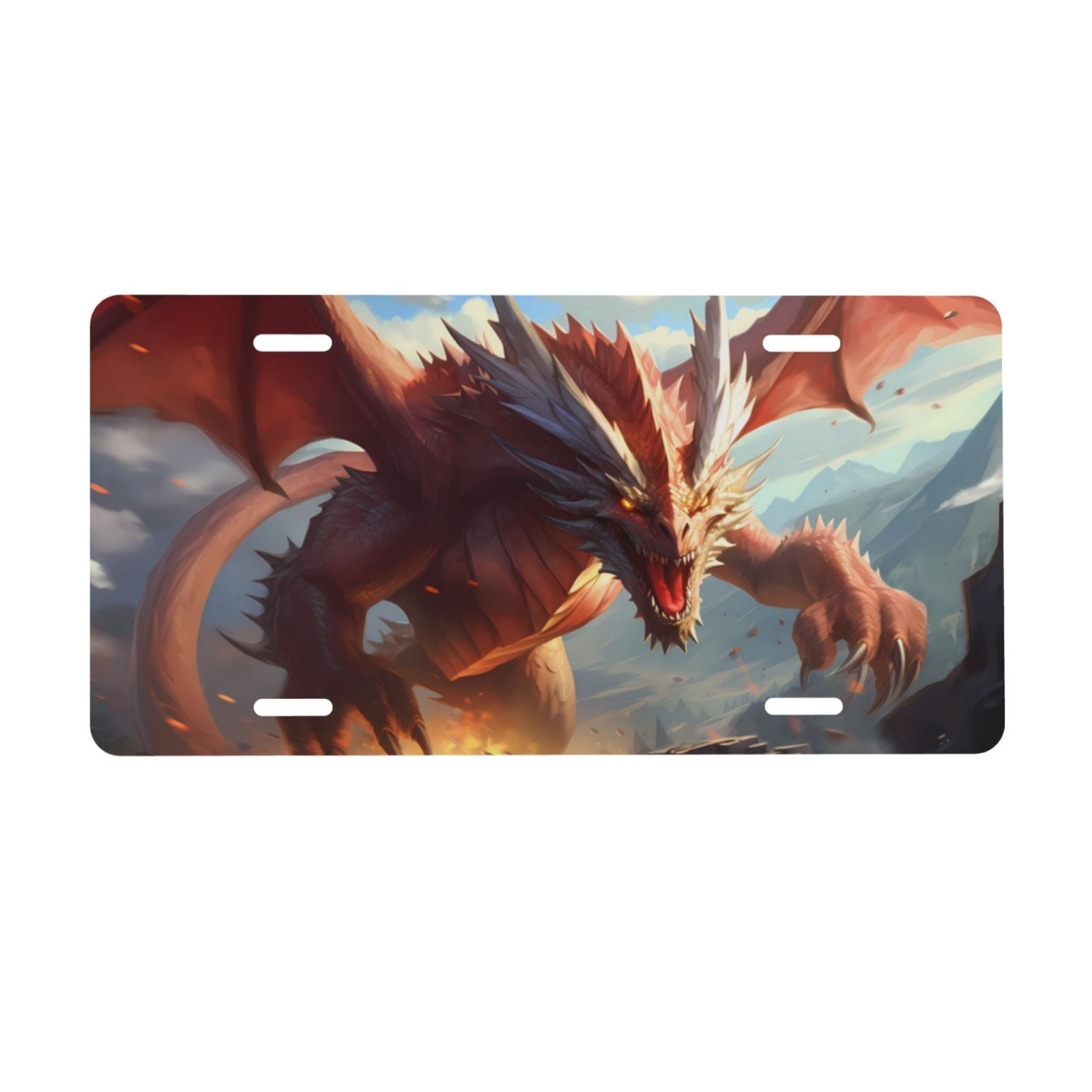 Easygdp Ferocious Dragon Fury License Plate Car Front License Plate Car ...