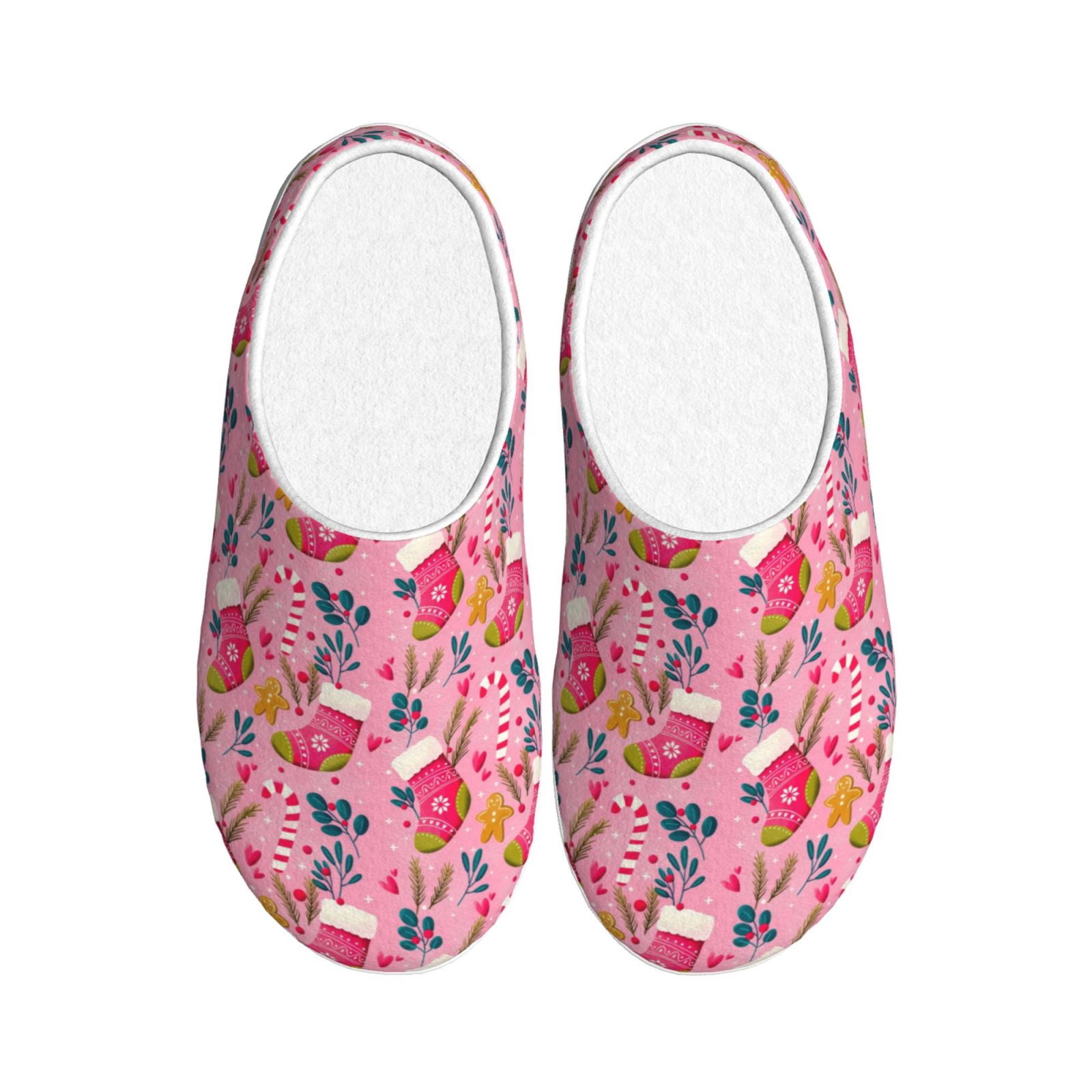 Easygdp Festive Christmas Stocking Cheer Slippers for Women Mens Winter ...