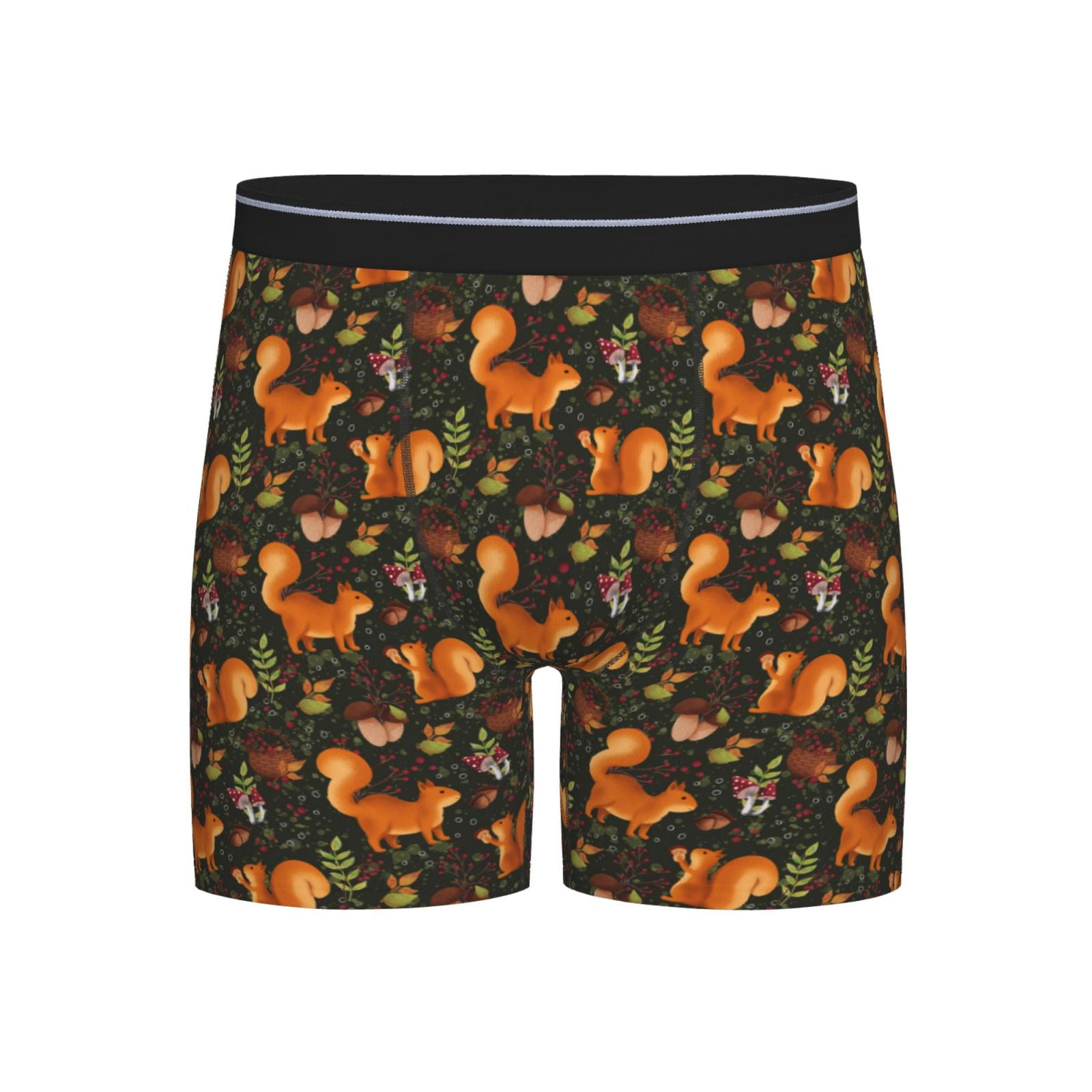 Easygdp Festive Squirrels Dark Forest Men's Boxer Briefs Men’s ...