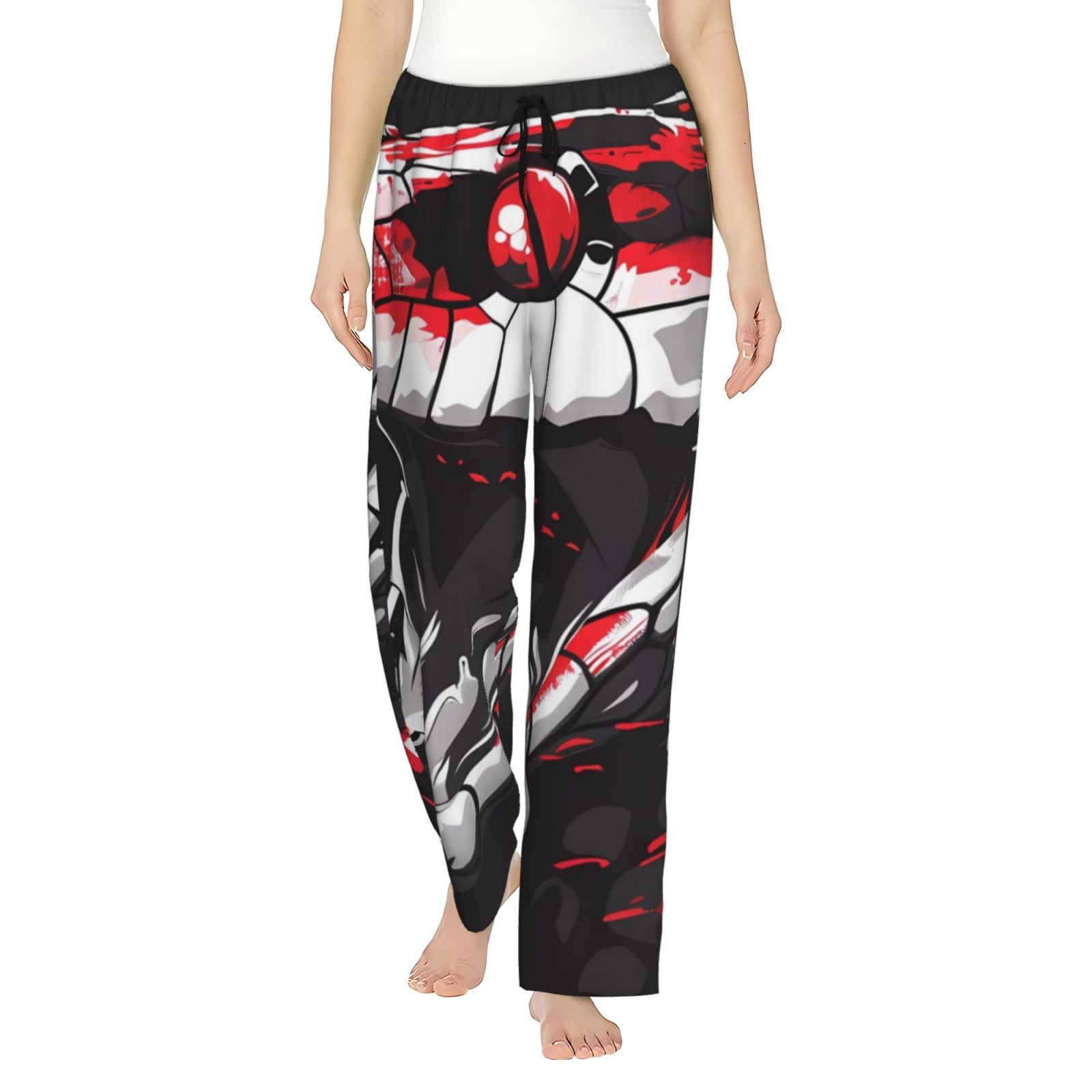 Easygdp Fierce Red Viper Graphic Art Women's Drawstring Pajama Pants | Lounge Joggers Sweatpants ...