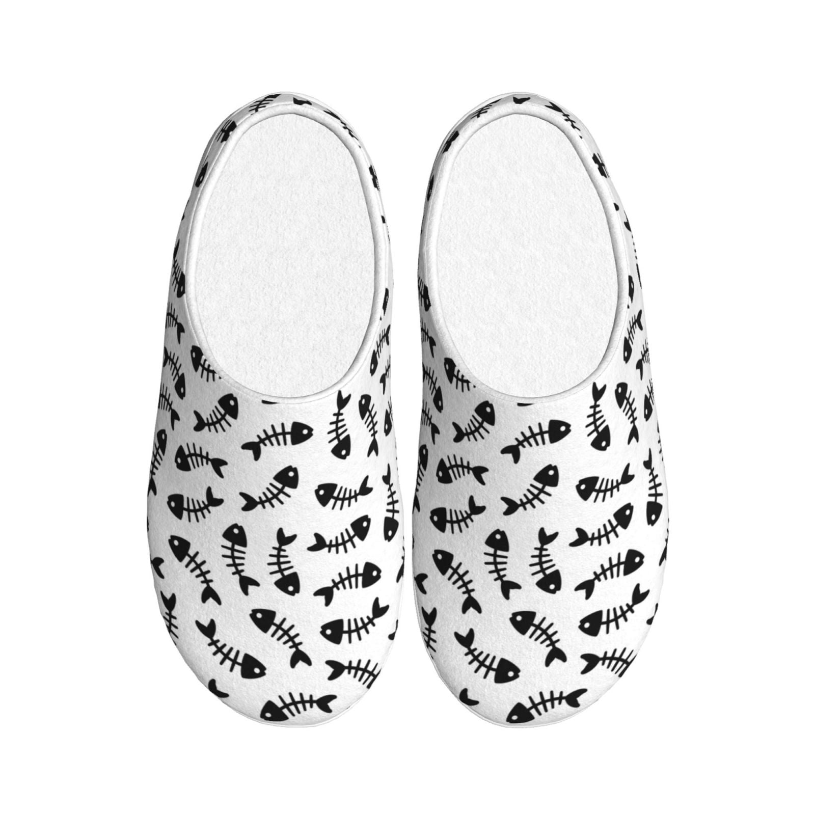 Easygdp Fish Bone Slippers for Women Mens Winter Warm Home Slippers ...
