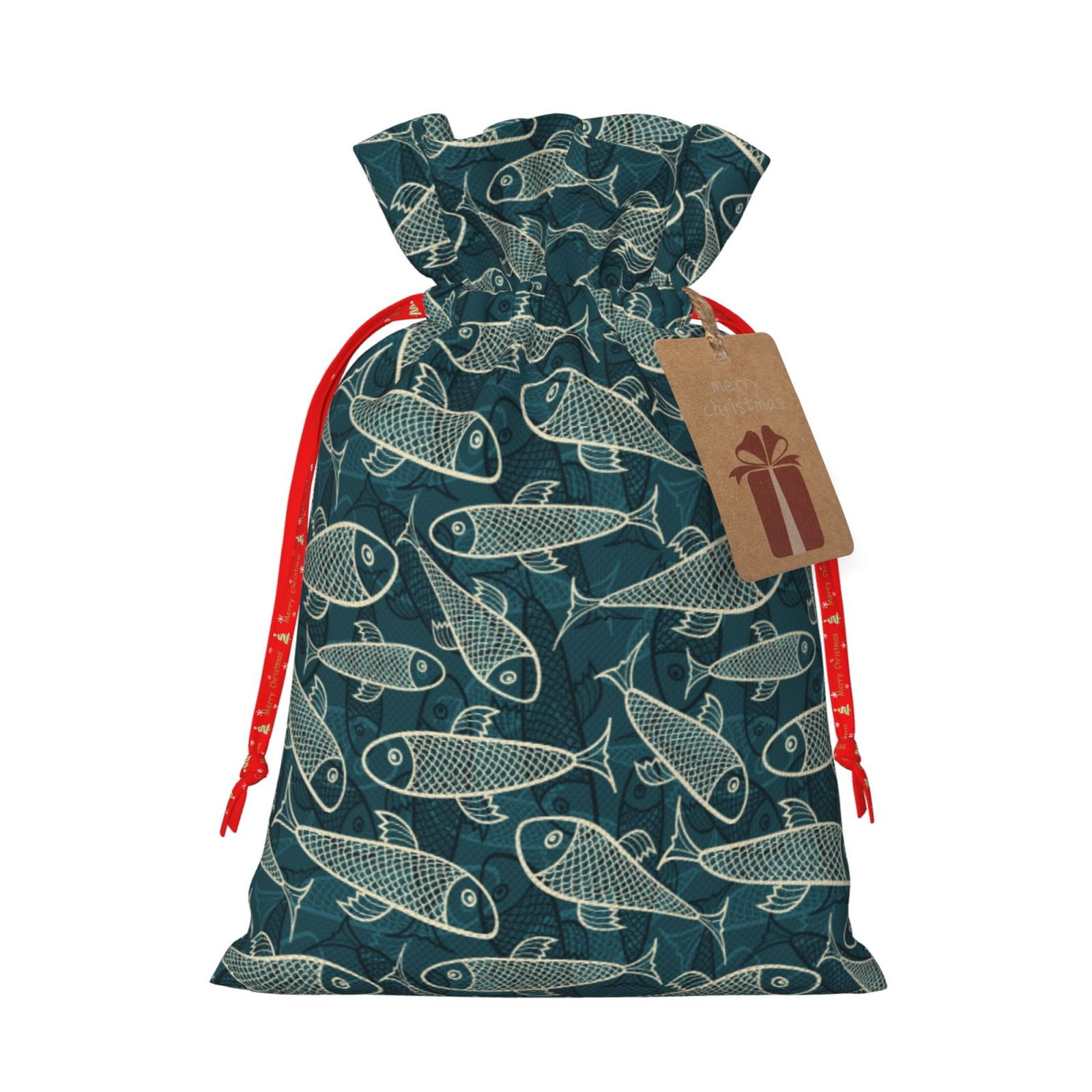 Easygdp Fish Style Gift Bags, Burlap Bags, Christmas, Holiday Gift Wrap ...