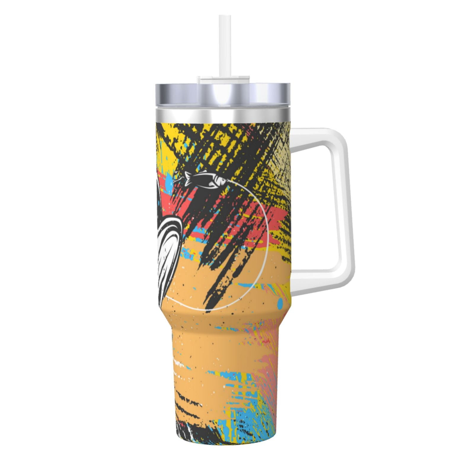 Easygdp Fishing Bass Print Insulated Stainless Steel Hot/Cold Coffee ...