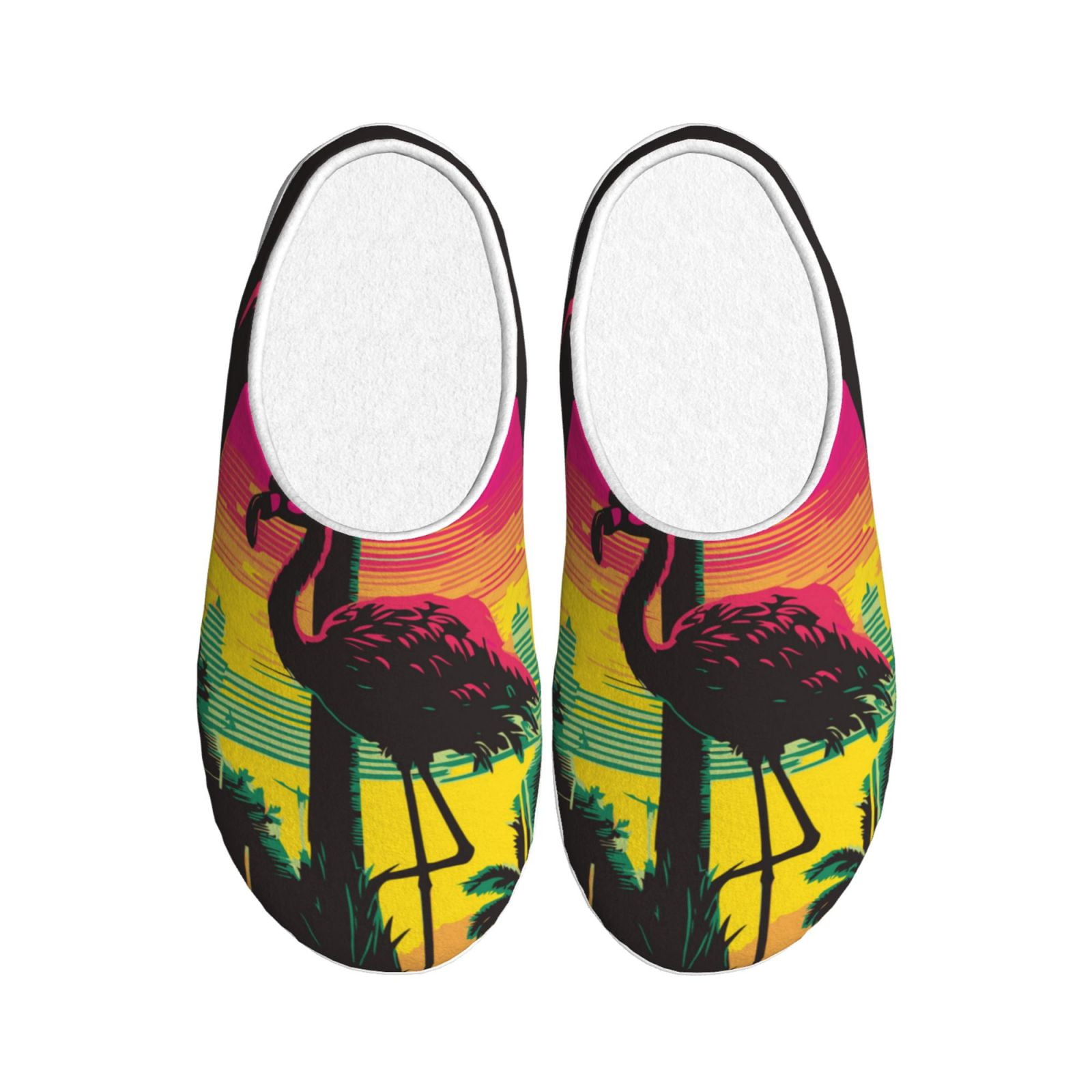 Easygdp Flamingo And Palm Trees At Sunset Slippers for Women Mens ...