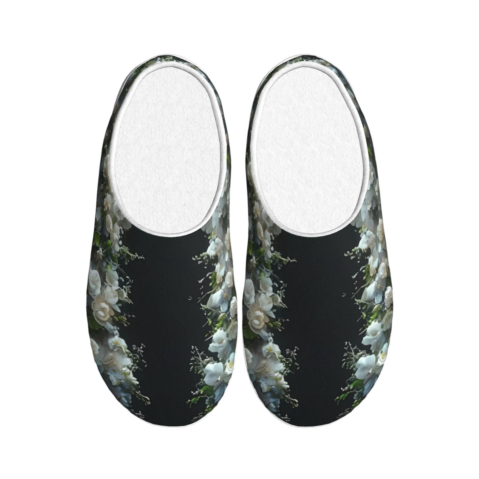 Easygdp Floral Angelic White Wings Slippers for Women Mens Winter Warm ...